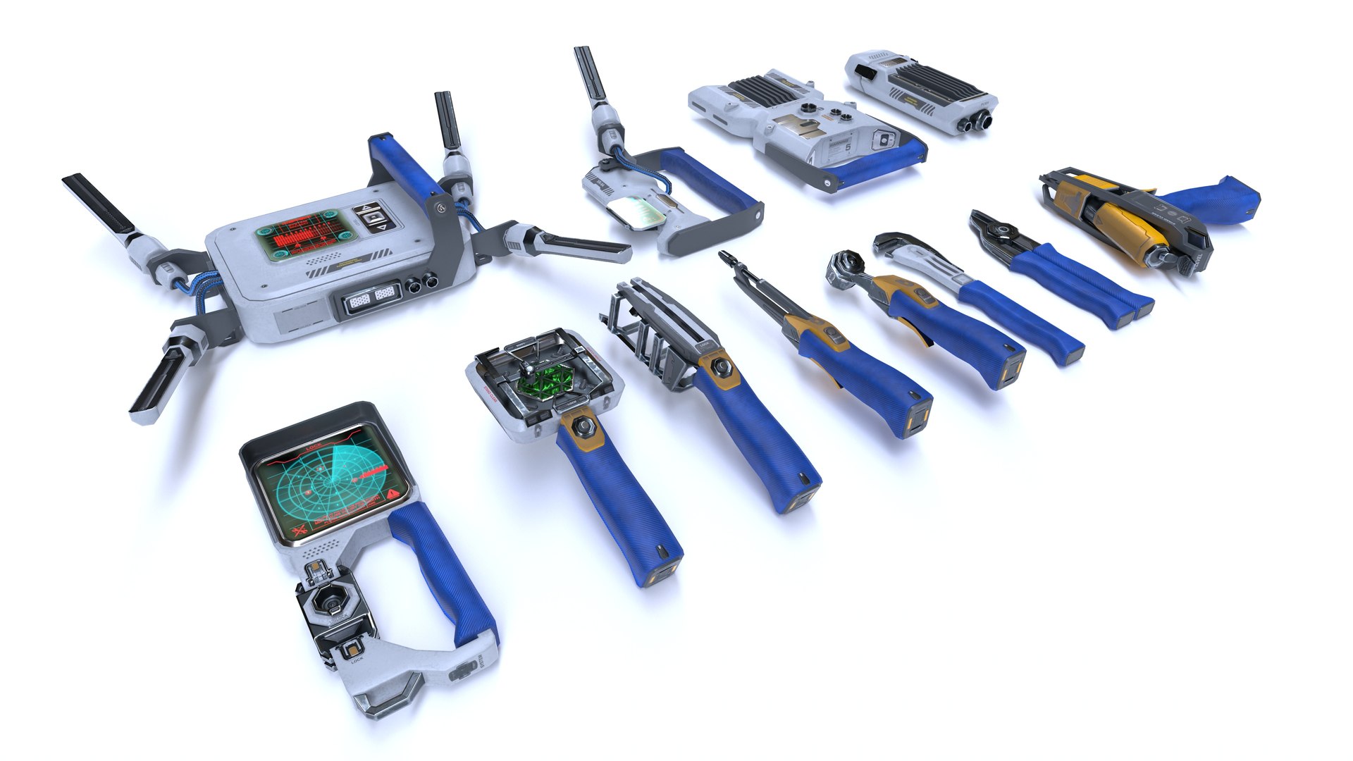 Toolkit Sci-fi Devices Set - Lowpoly PBR 3D Model - TurboSquid 1957164