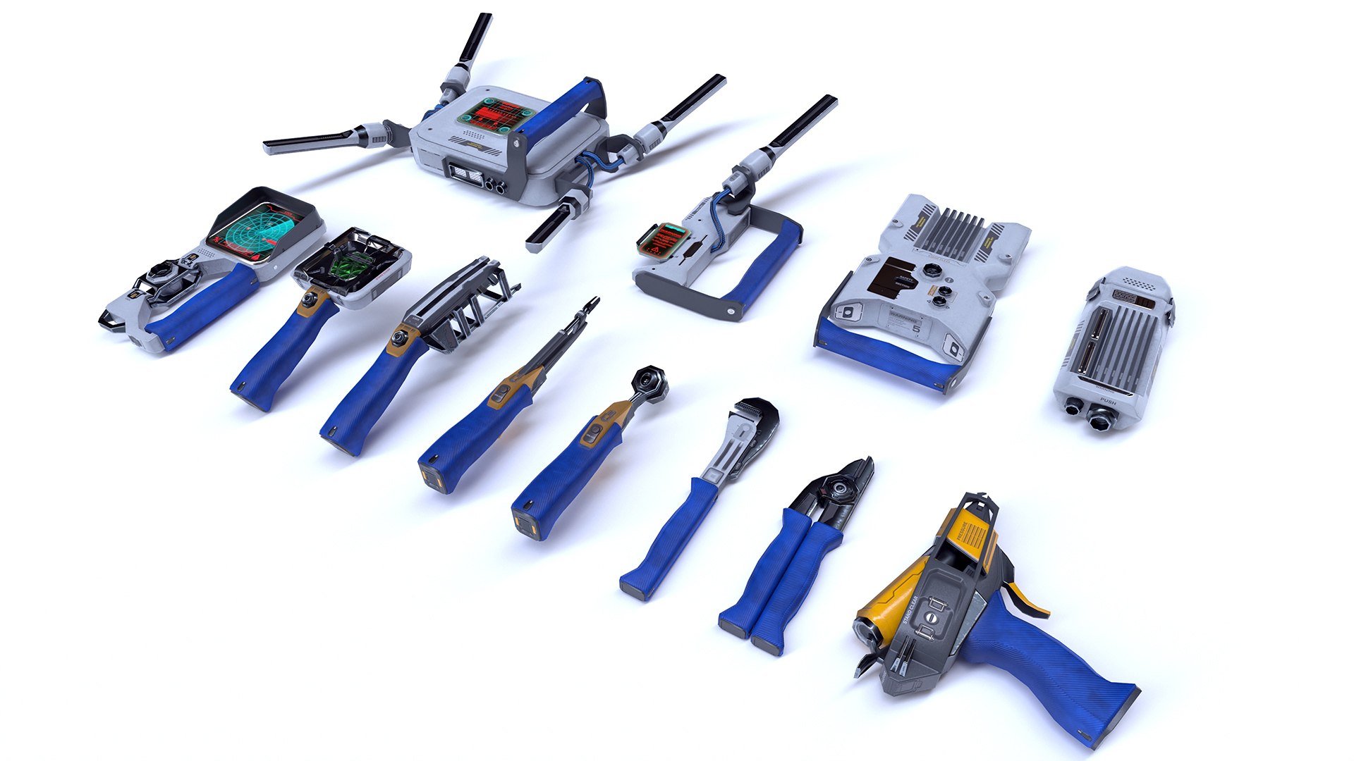 Toolkit Sci-fi Devices Set - Lowpoly PBR 3D Model - TurboSquid 1957164