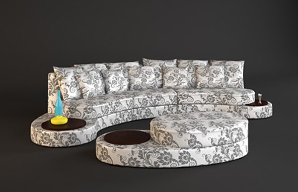 3d model curved sofa interior