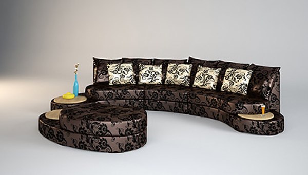 3d model curved sofa interior