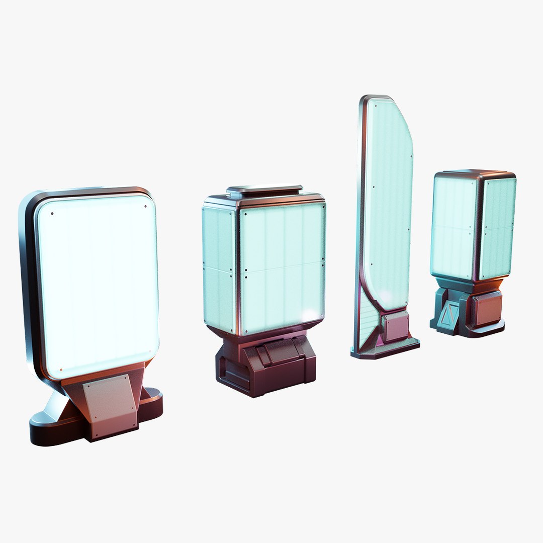 Sci-fi Street Lights Set Model - TurboSquid 1838897