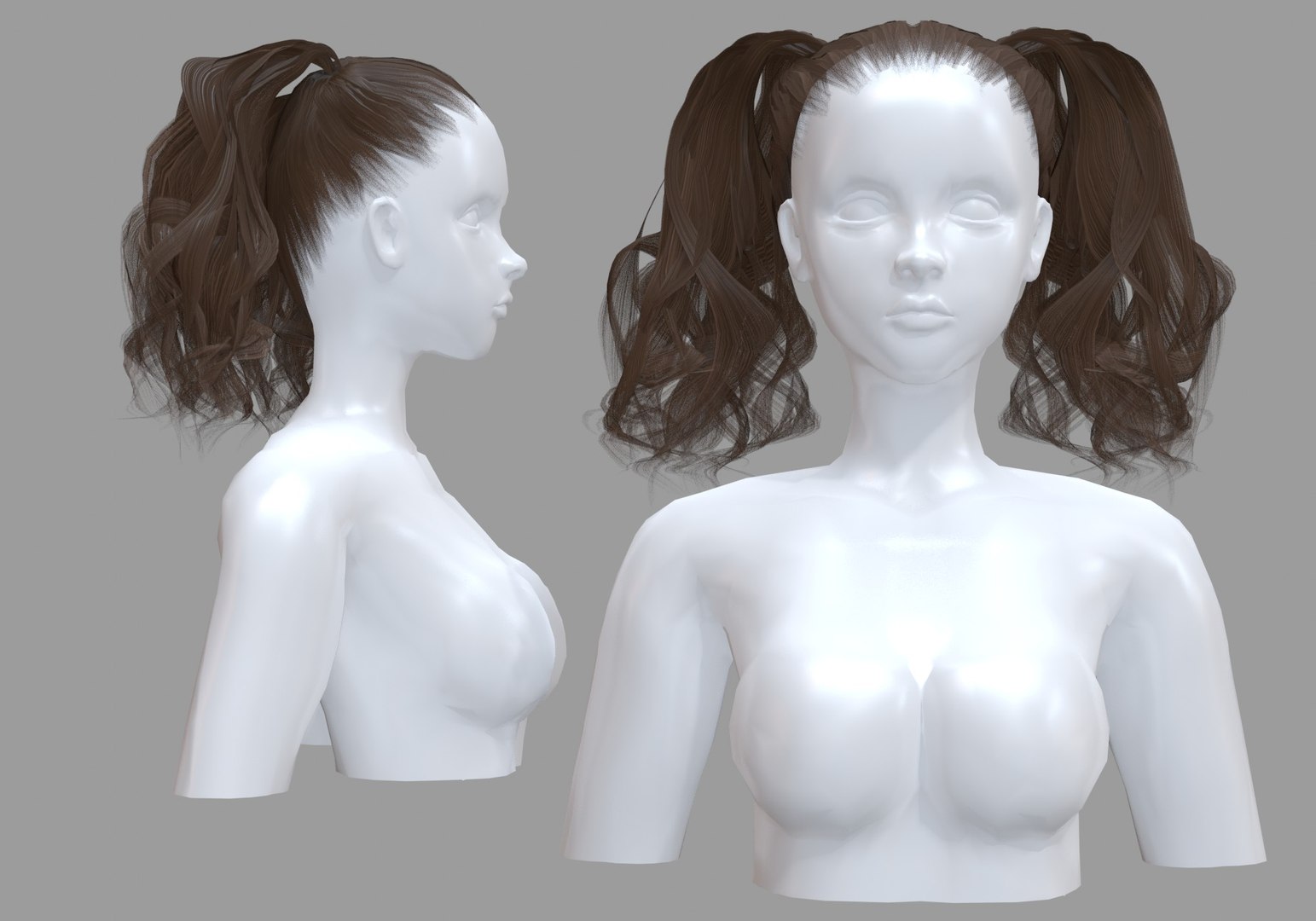 Two Pigtails Hairstyle 3D Model - TurboSquid 1963331