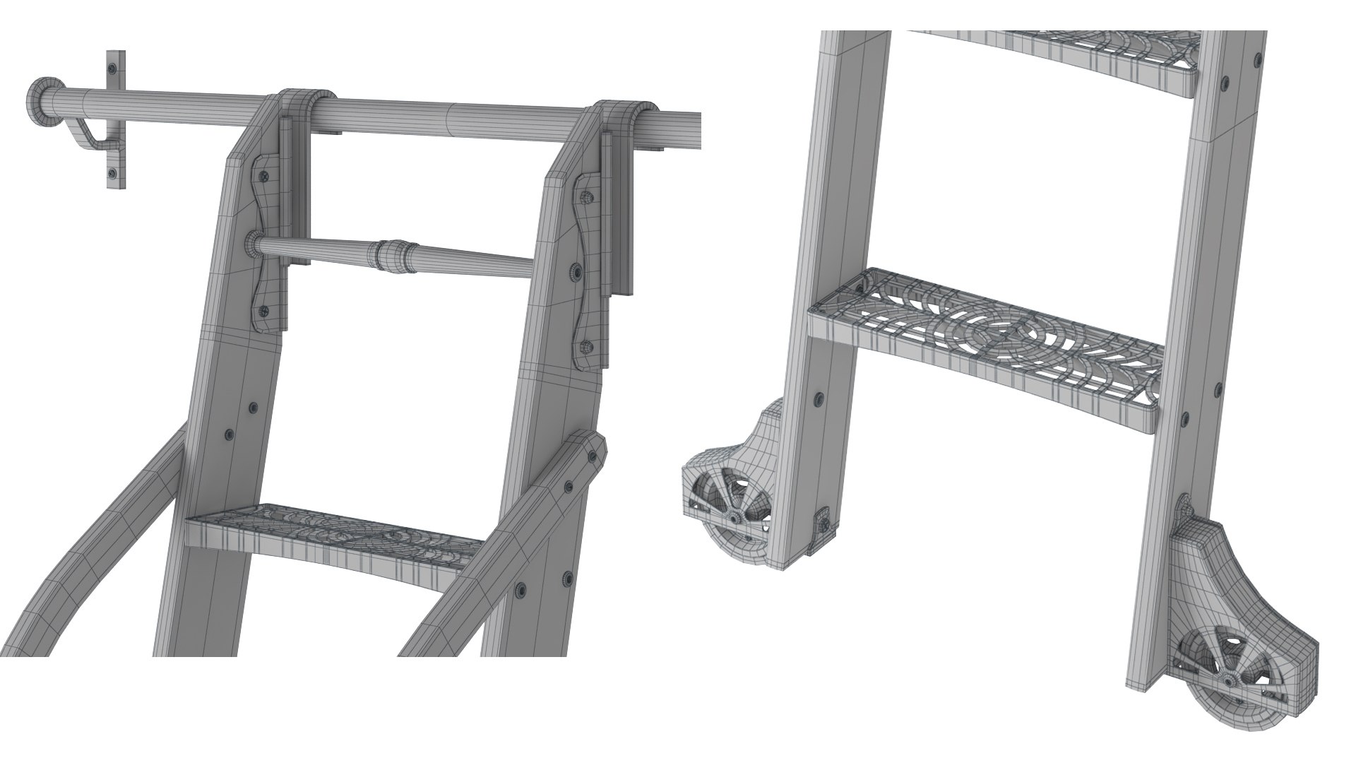 3D Custom Service Hardware Sliding Hook Library Ladder - TurboSquid 2143759