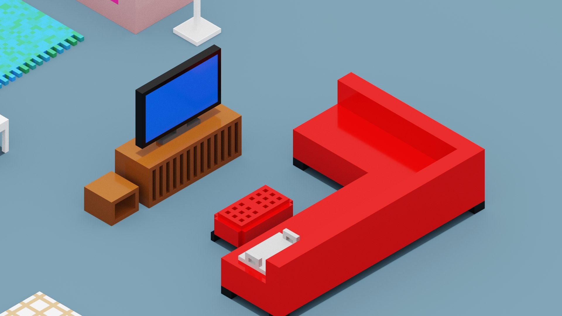 3D model Isometric Living Room Funiture Set - TurboSquid 2006605