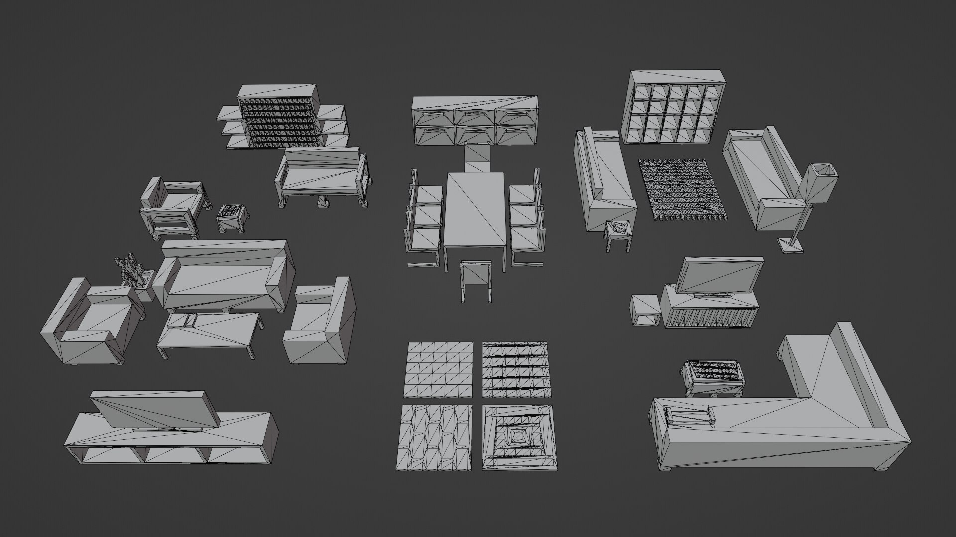 3D model Isometric Living Room Funiture Set - TurboSquid 2006605