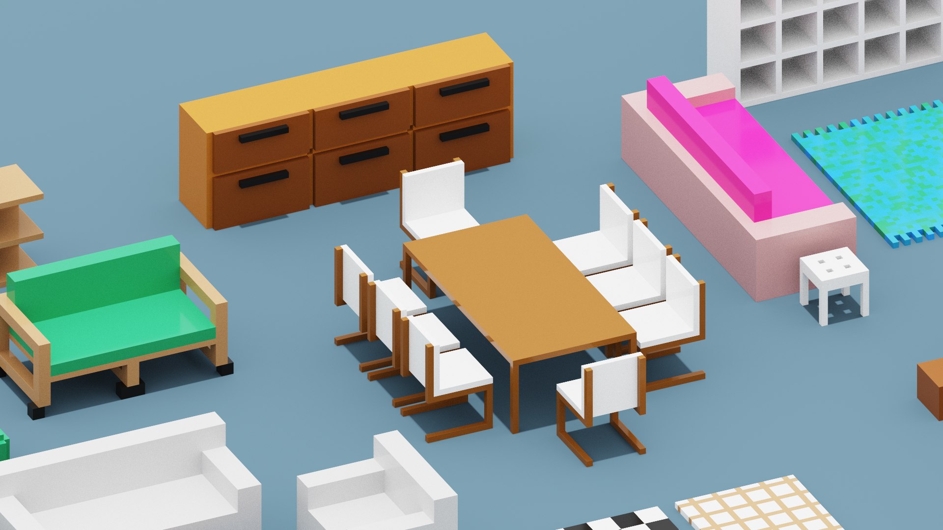 3D model Isometric Living Room Funiture Set - TurboSquid 2006605