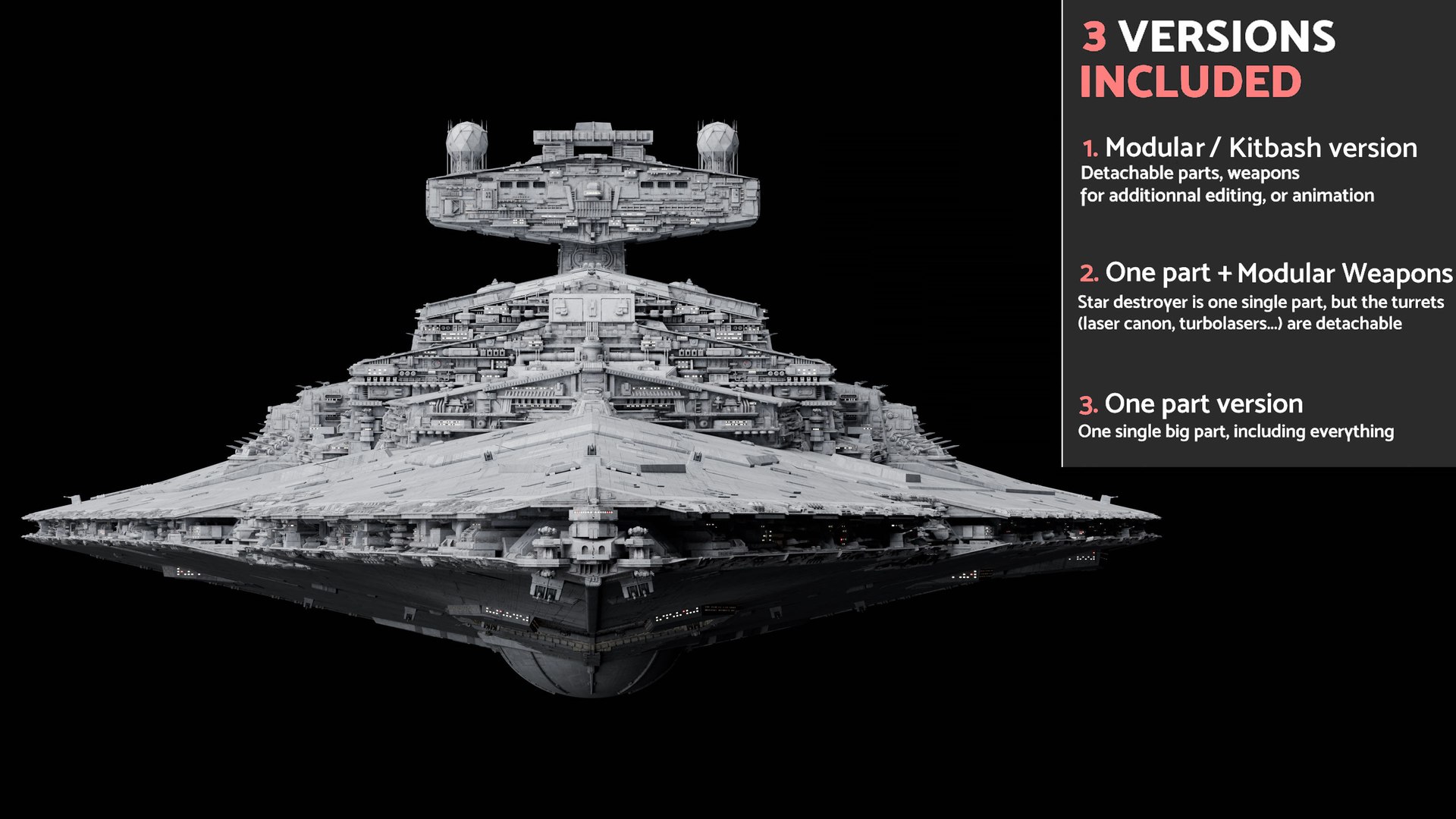 3D Imperial II-Class Star Destroyer Model - TurboSquid 2219245