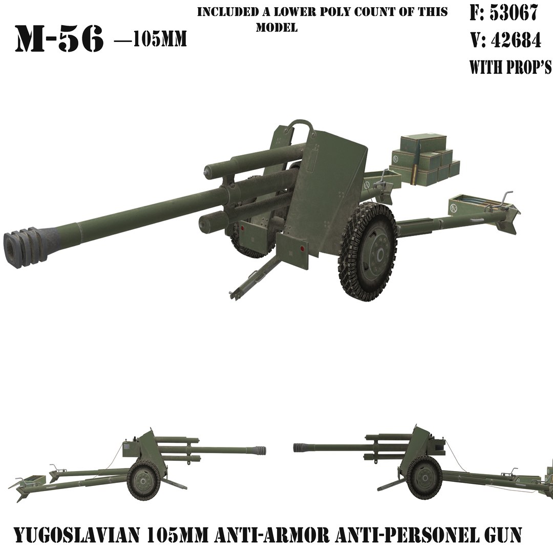 M-56 105mm 3d Model