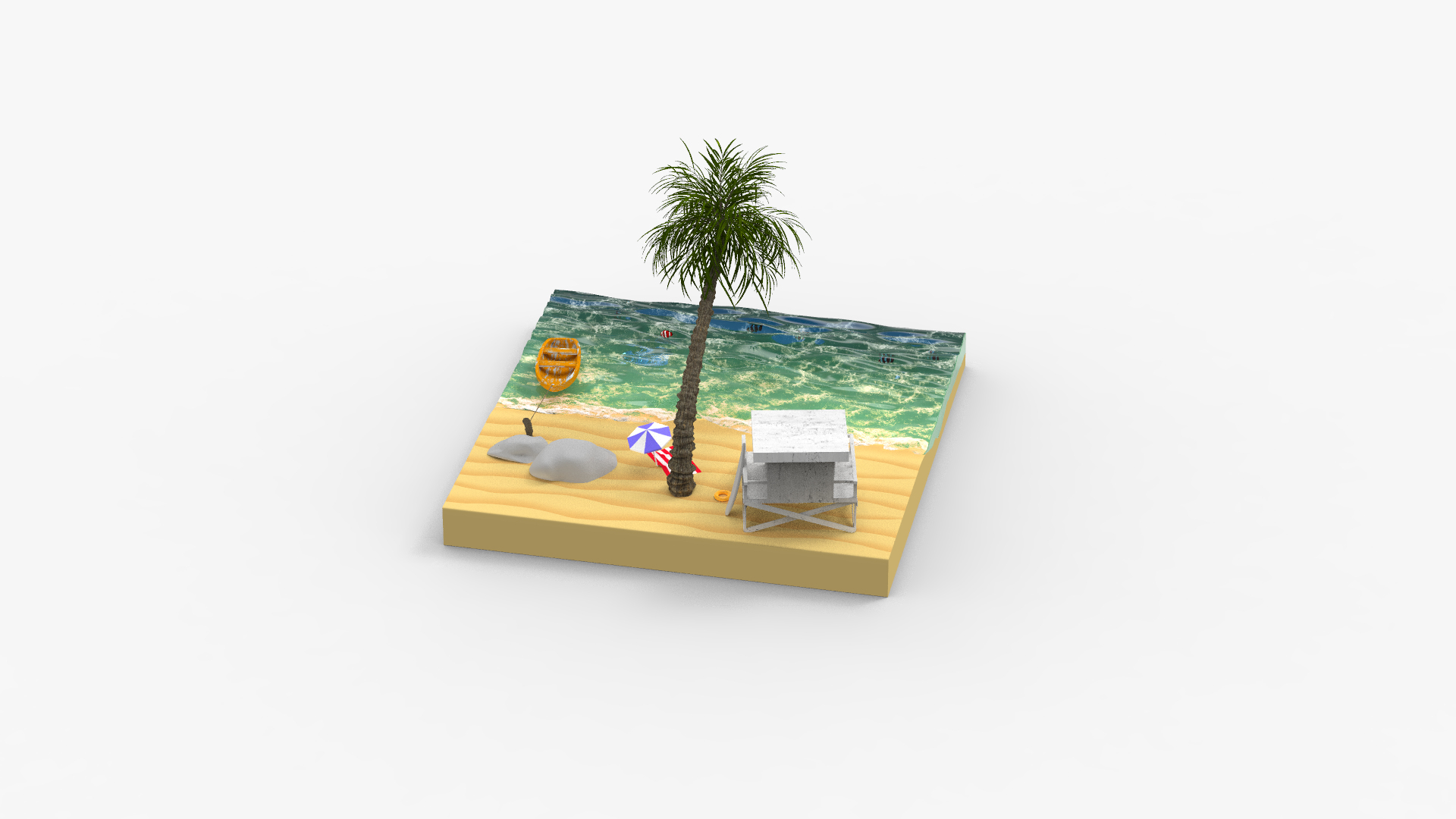3D Cartoon Island Isometric Model - TurboSquid 2239547