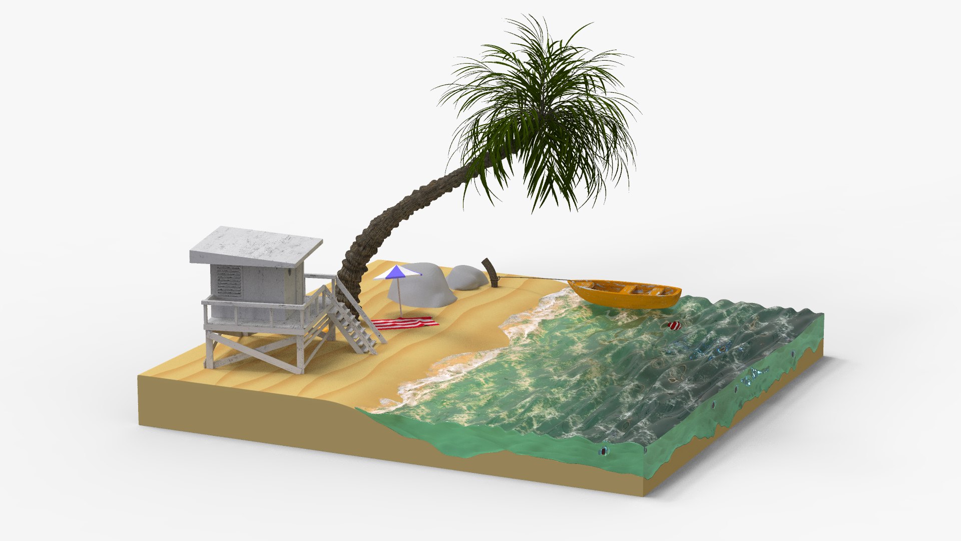 3D Cartoon Island Isometric Model - TurboSquid 2239547