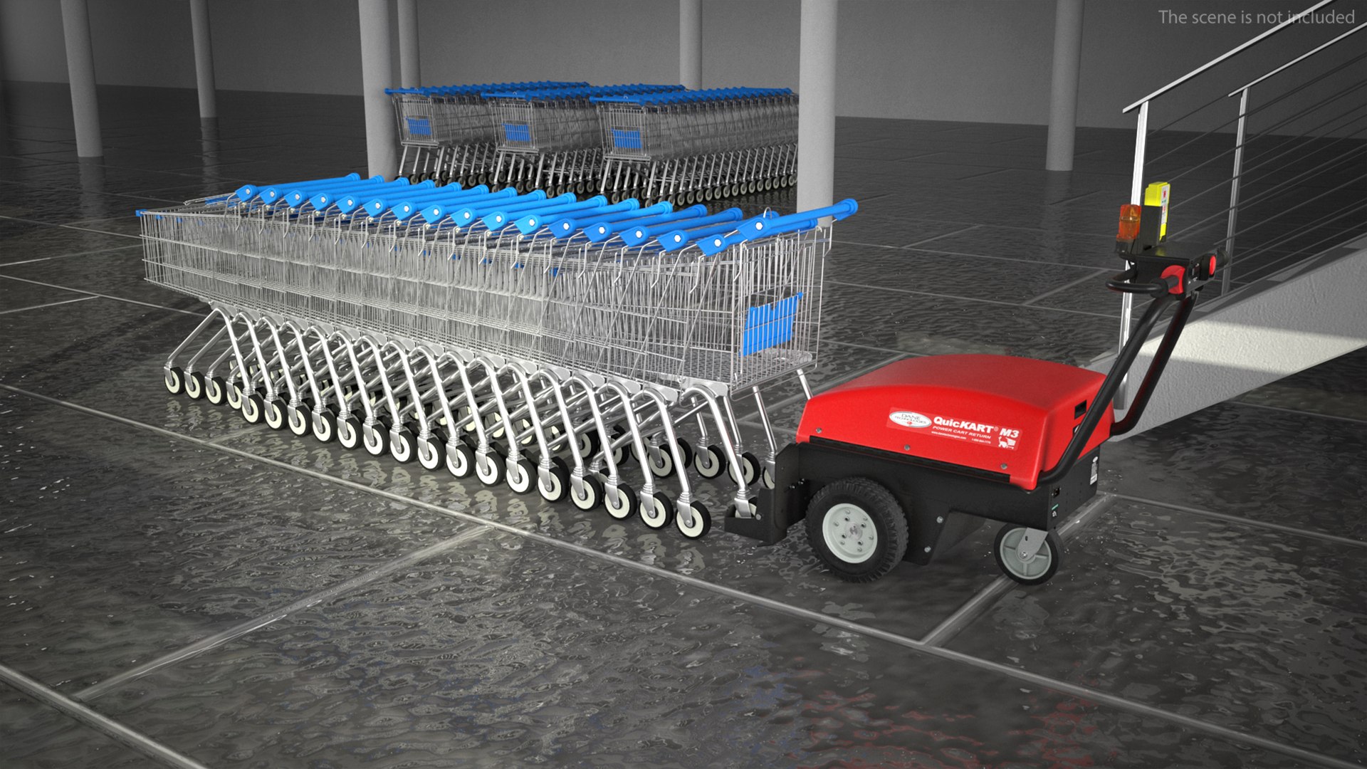 Electric Shopping Cart Retriever with Trolley model - TurboSquid 2095329
