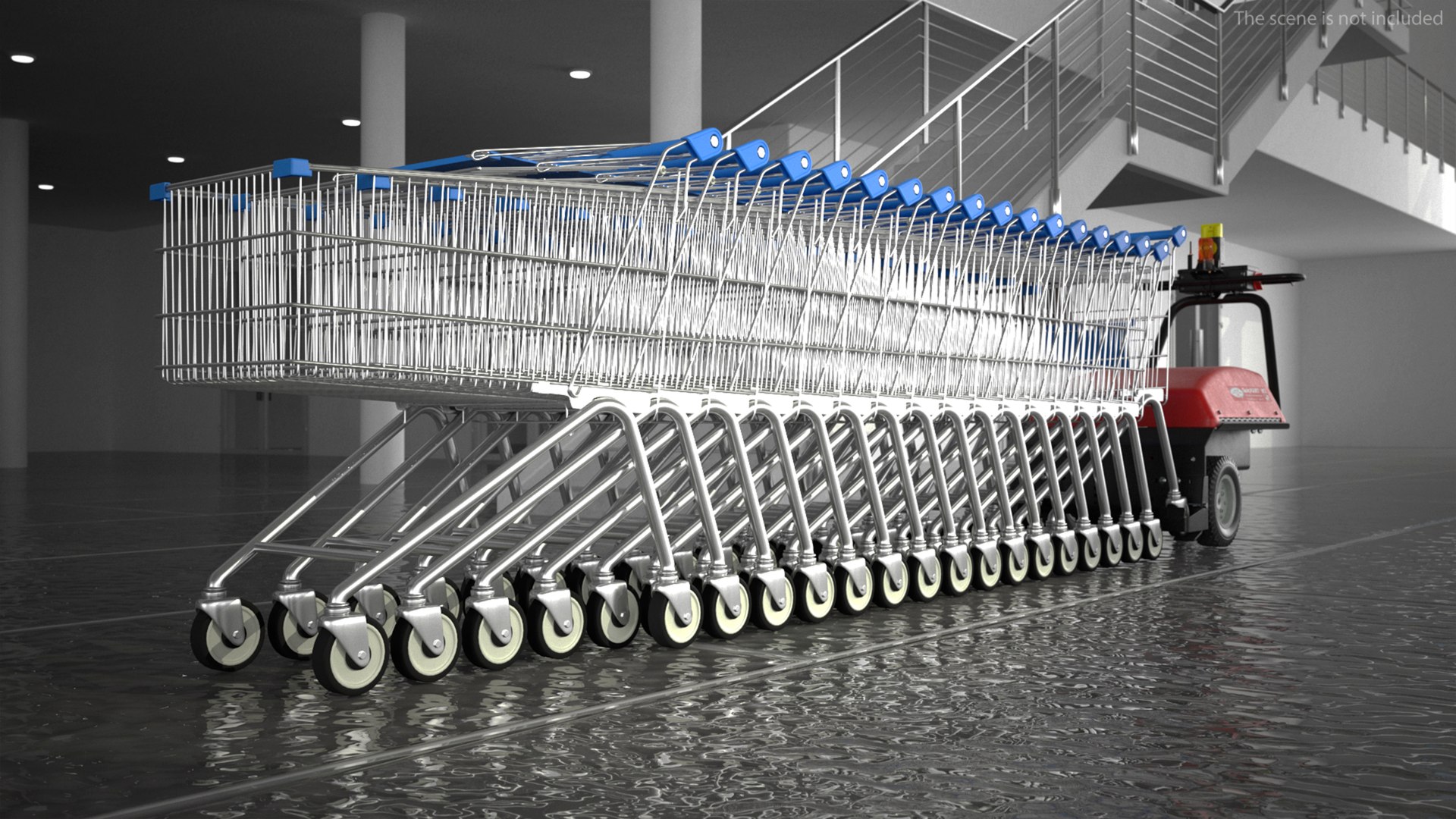 Electric Shopping Cart Retriever with Trolley model - TurboSquid 2095329