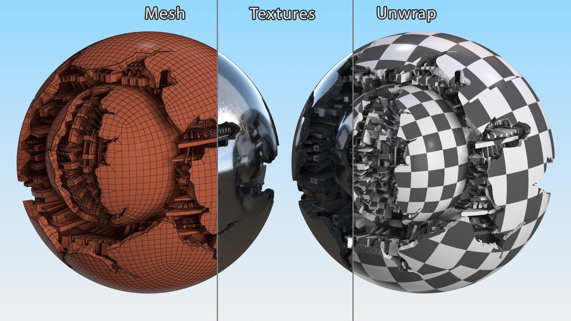 Silver Ruined Sphere 3D Model - TurboSquid 2368914