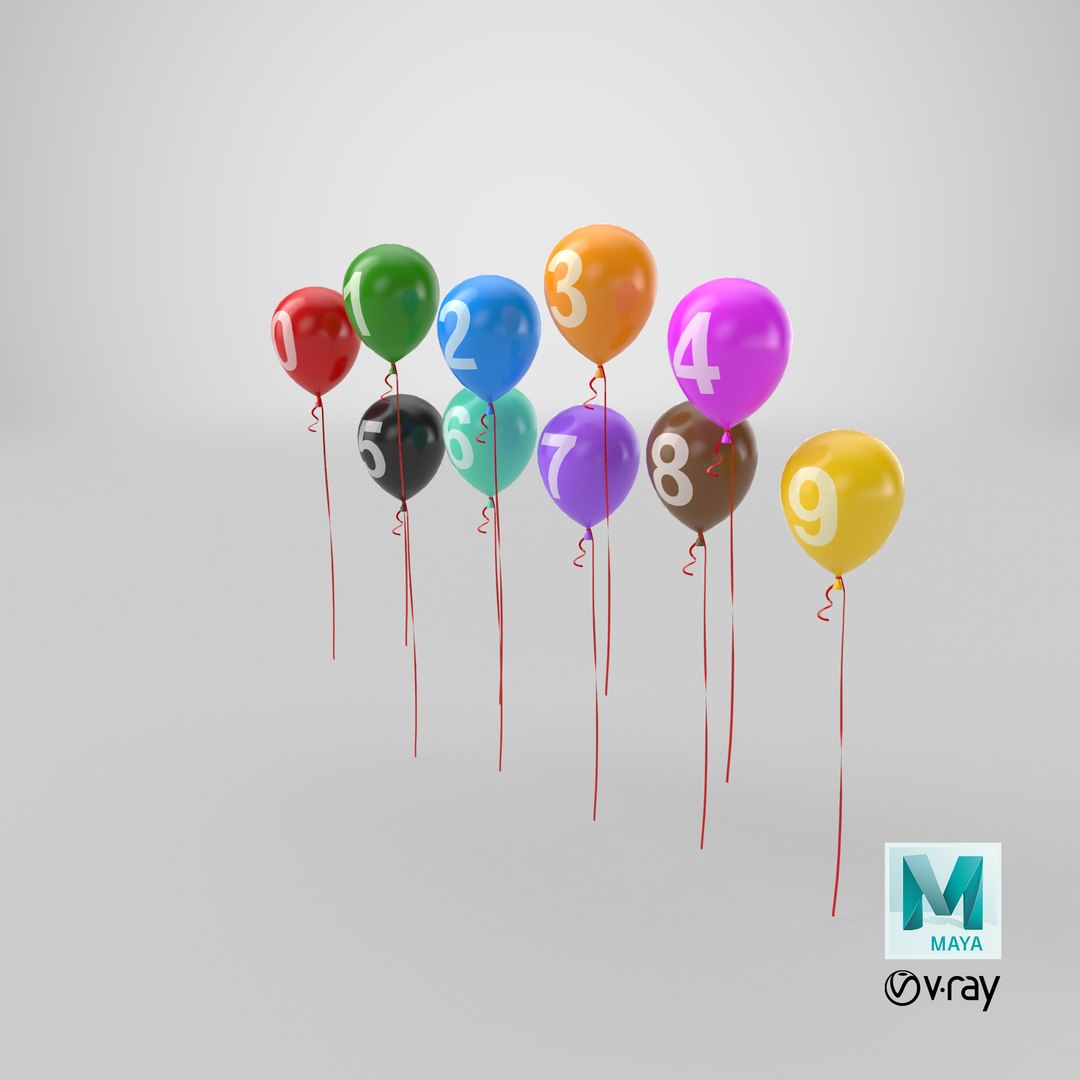 Number balloons 3D model - TurboSquid 1359307