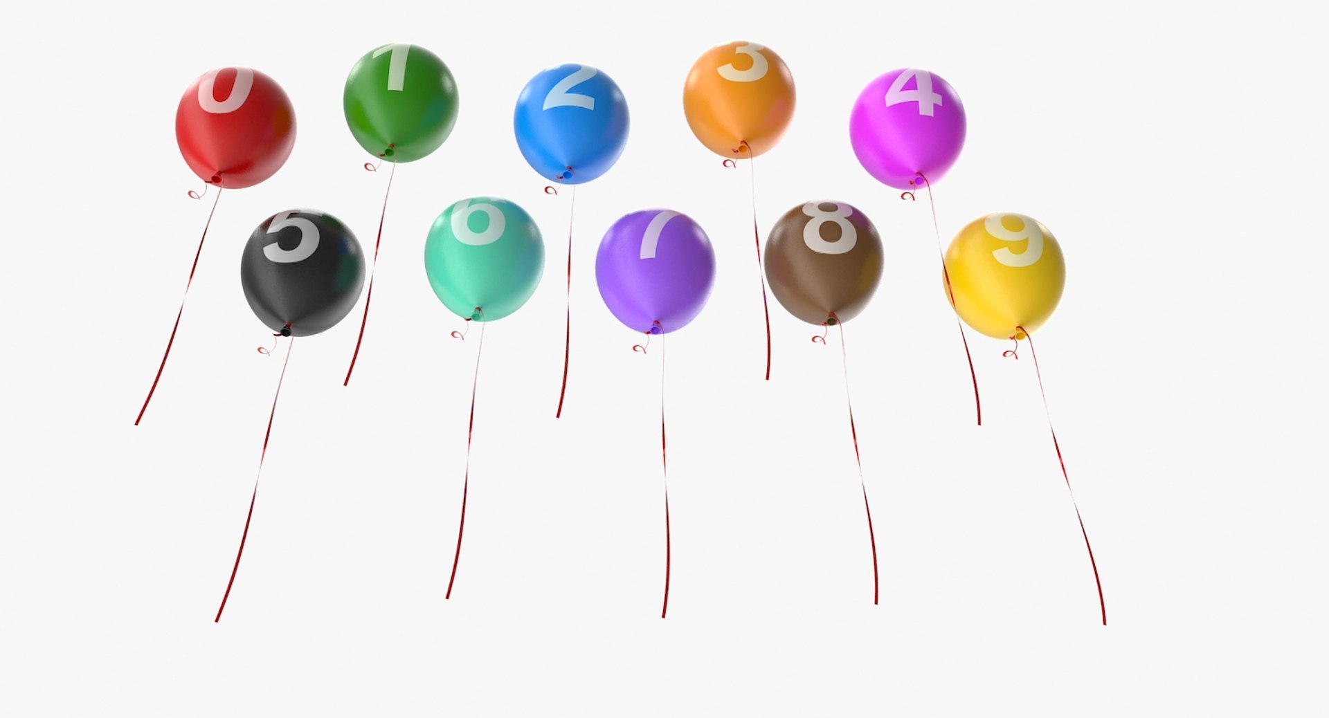 Number balloons 3D model - TurboSquid 1359307