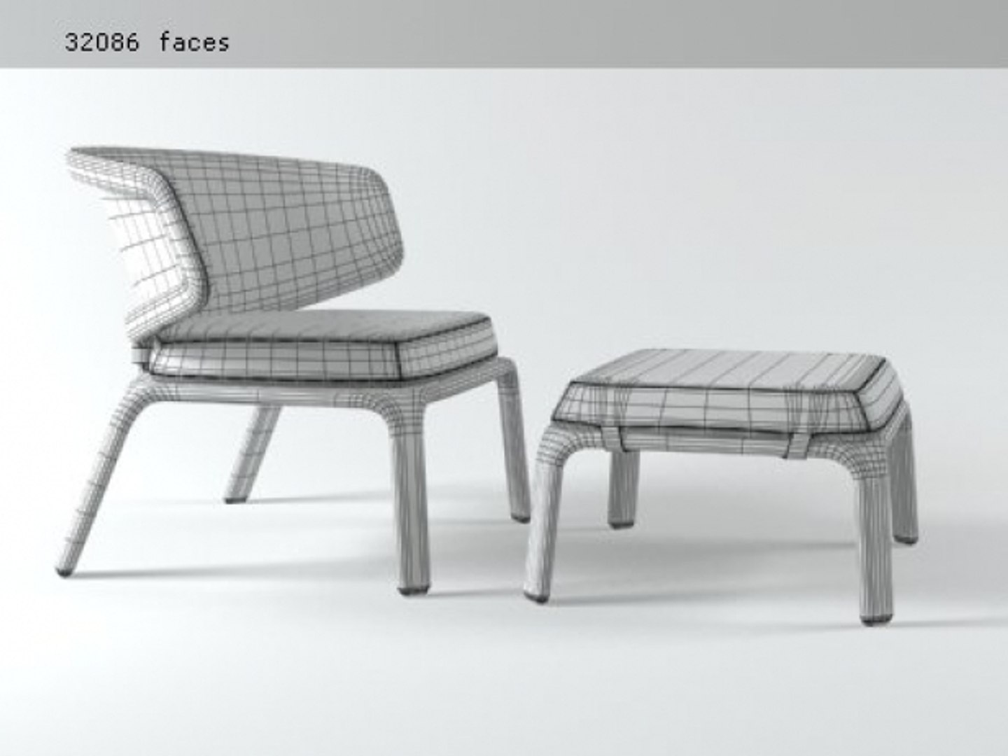 3D Seashell Lounge Chair Footstool Model - TurboSquid 1176948