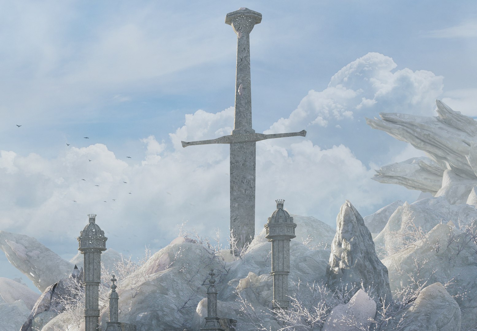 3D Fantasy Sword Temple - TurboSquid 1867070