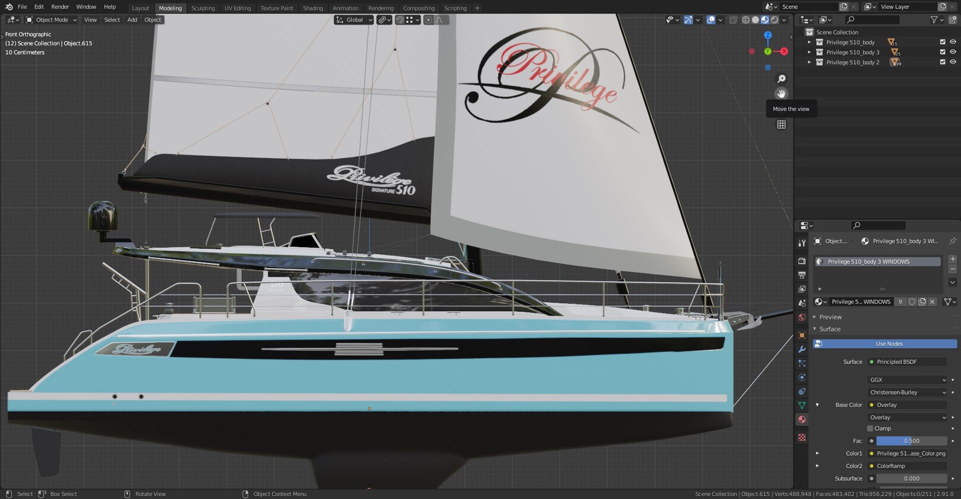 Catamaran Privilege 510 Blue Model - TurboSquid 1769090