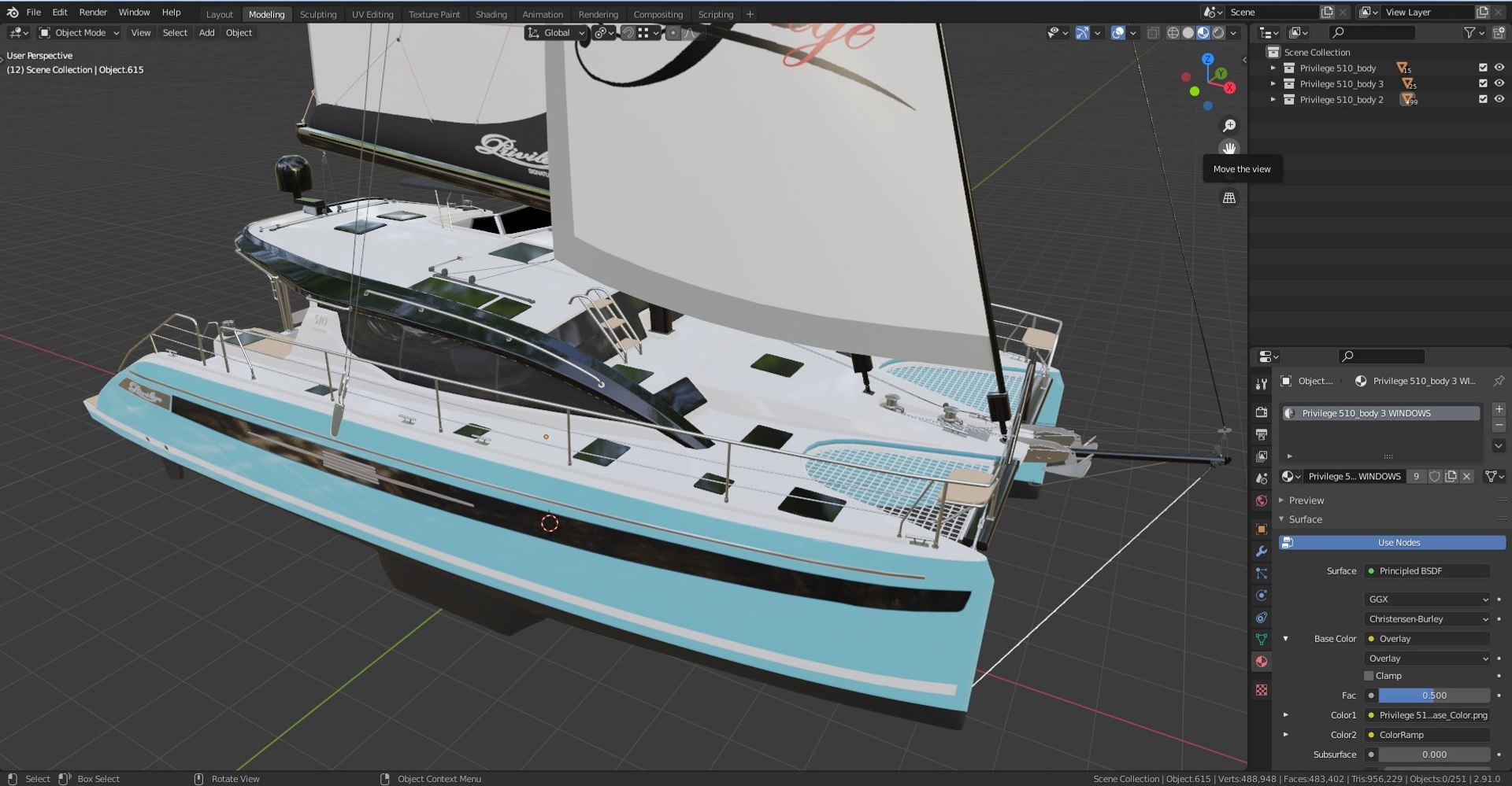 Catamaran Privilege 510 Blue Model - TurboSquid 1769090