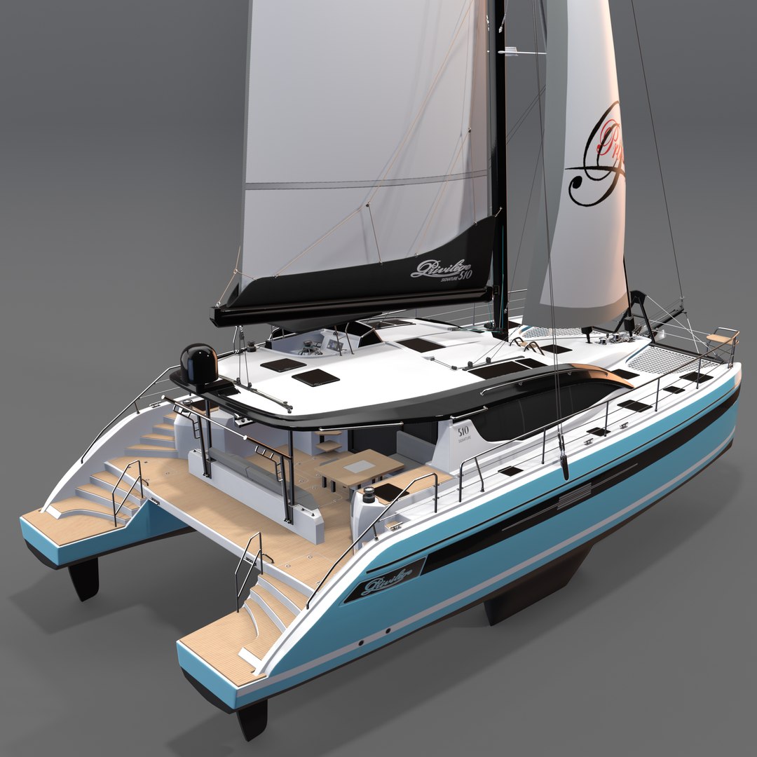Catamaran Privilege 510 Blue Model - TurboSquid 1769090