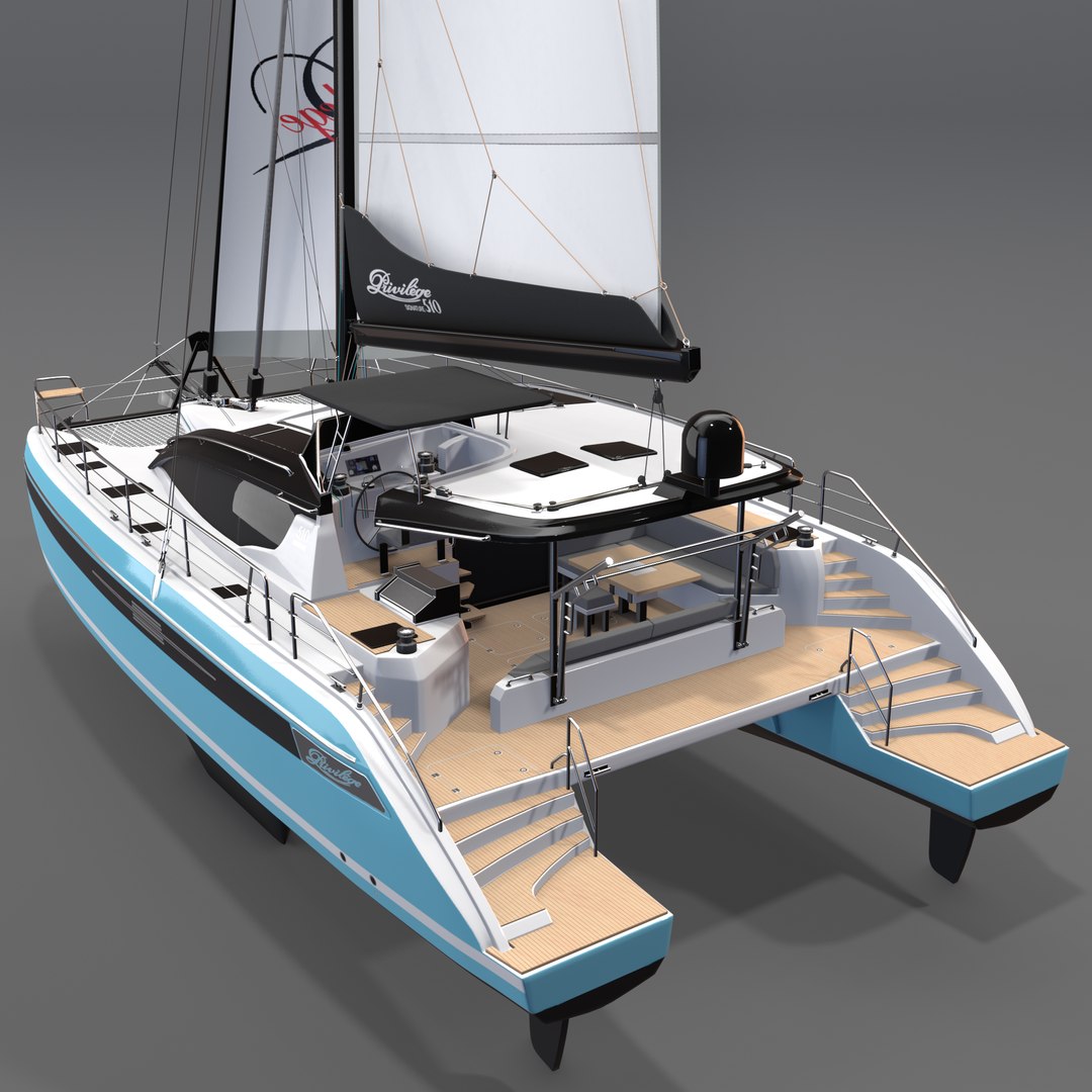 Catamaran Privilege 510 Blue Model - TurboSquid 1769090