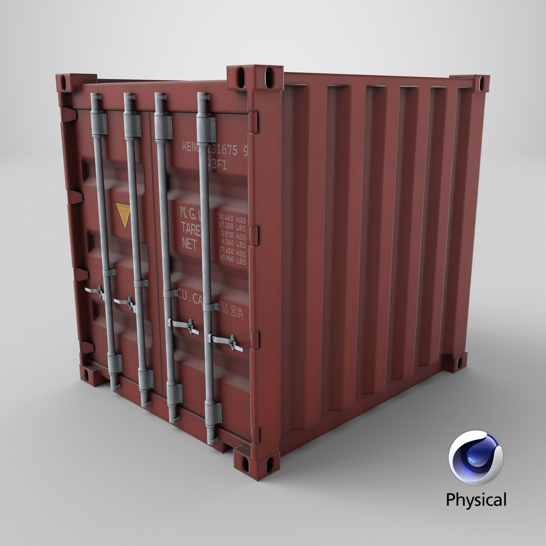 10ft Shipping Container - Red 3D Model - TurboSquid 2149620