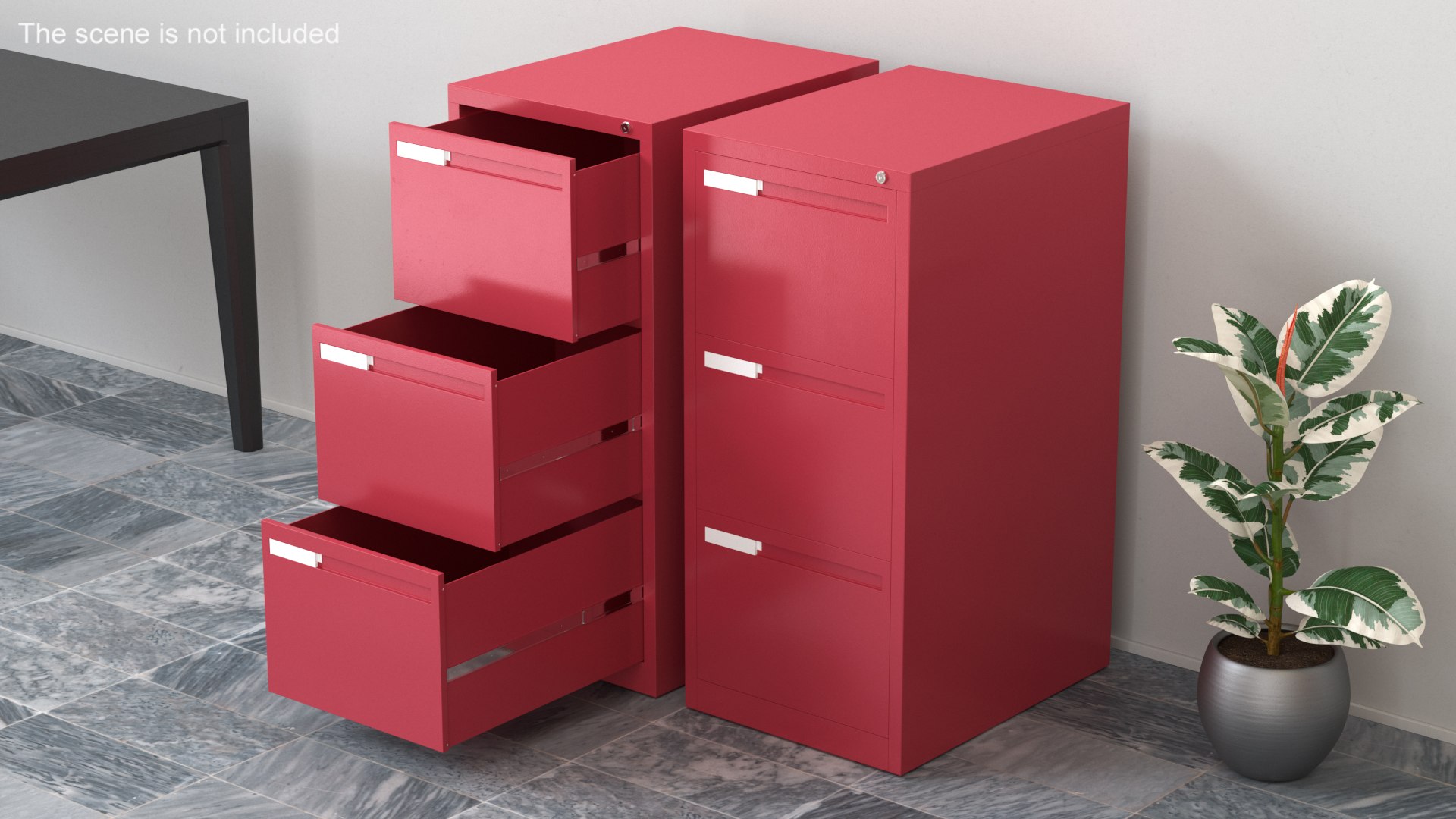 Filing Cabinet 3 Drawer Red 3D Model - TurboSquid 2223969