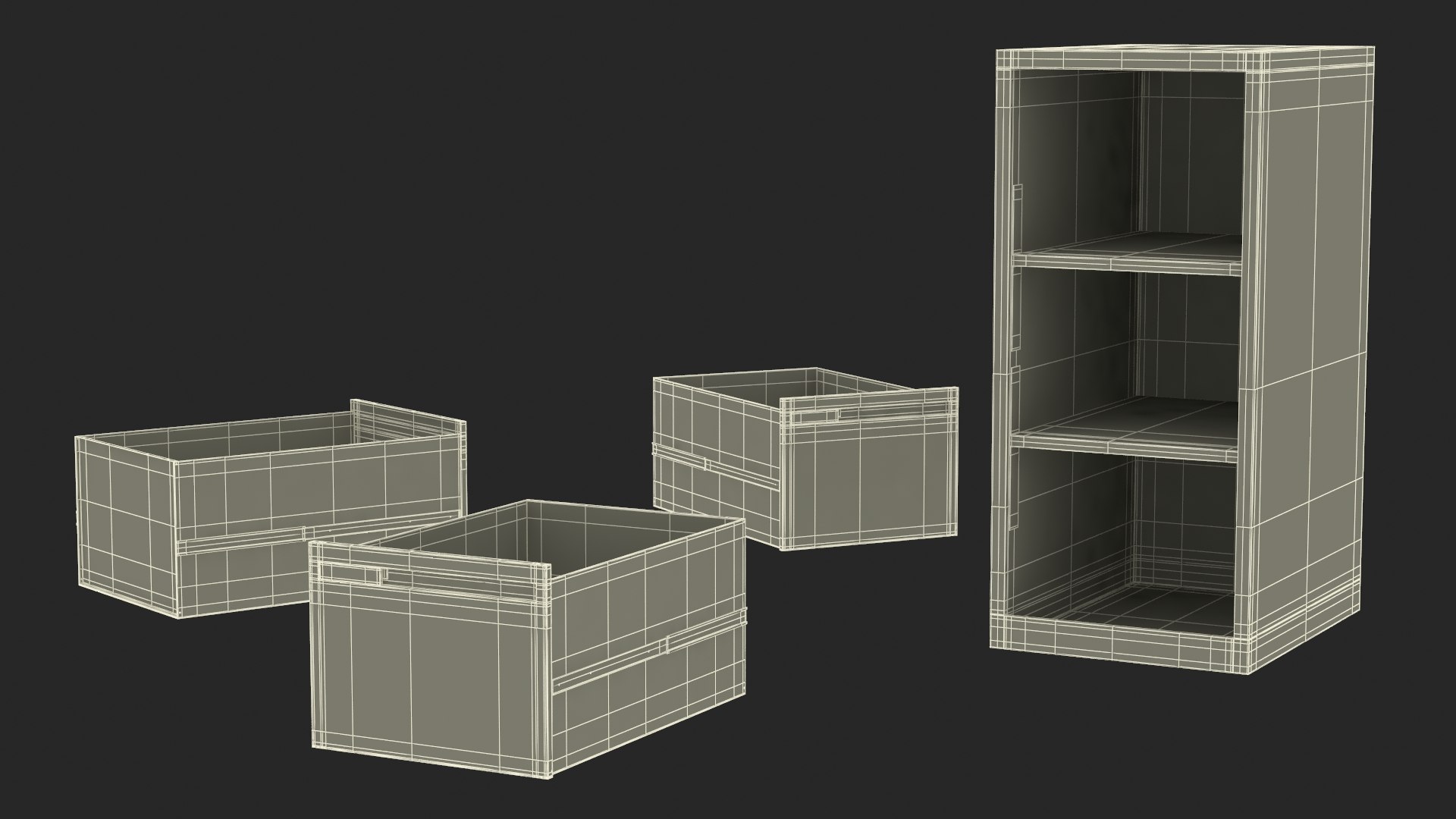 Filing Cabinet 3 Drawer Red 3D Model - TurboSquid 2223969