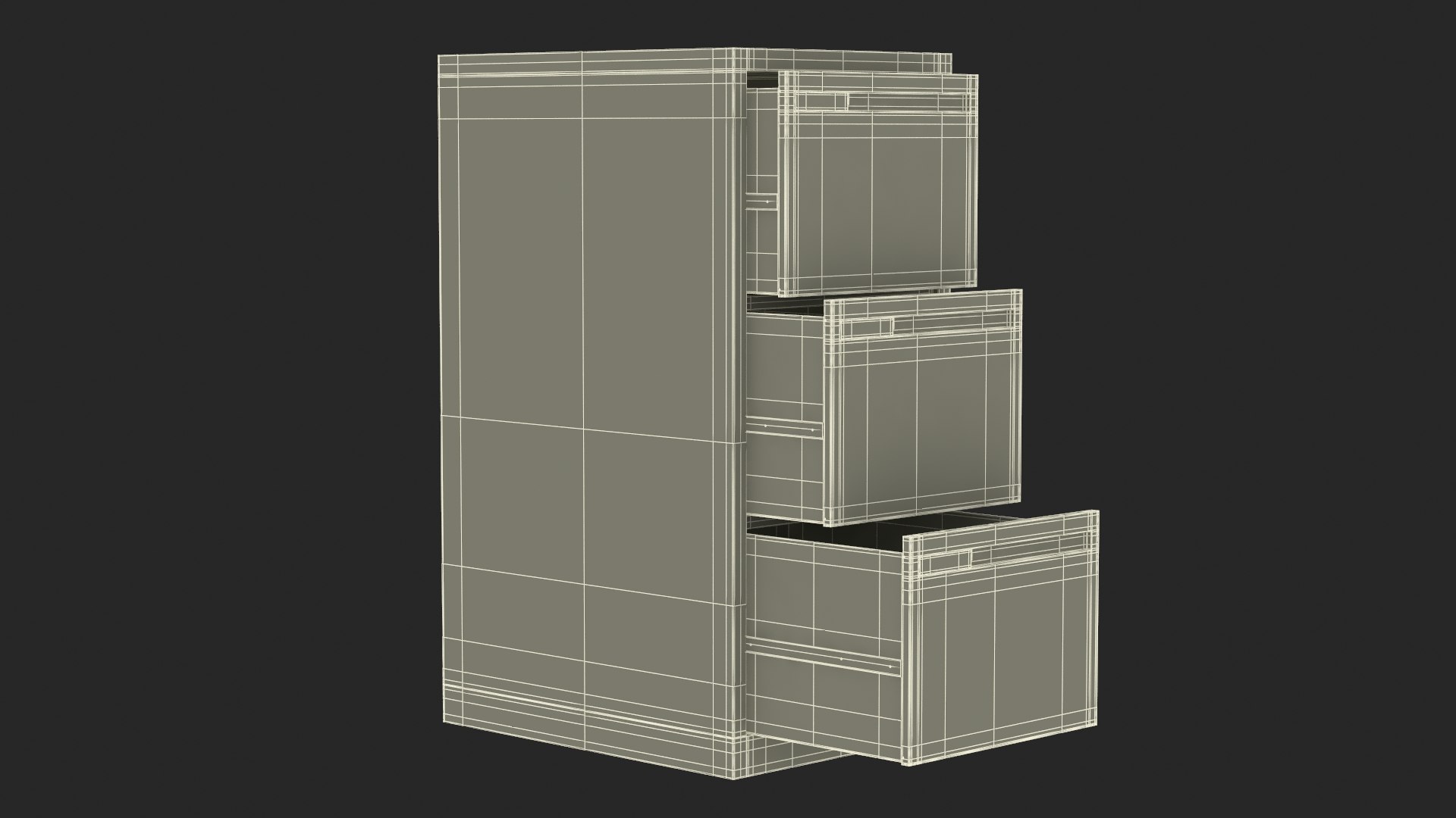 Filing Cabinet 3 Drawer Red 3D Model - TurboSquid 2223969