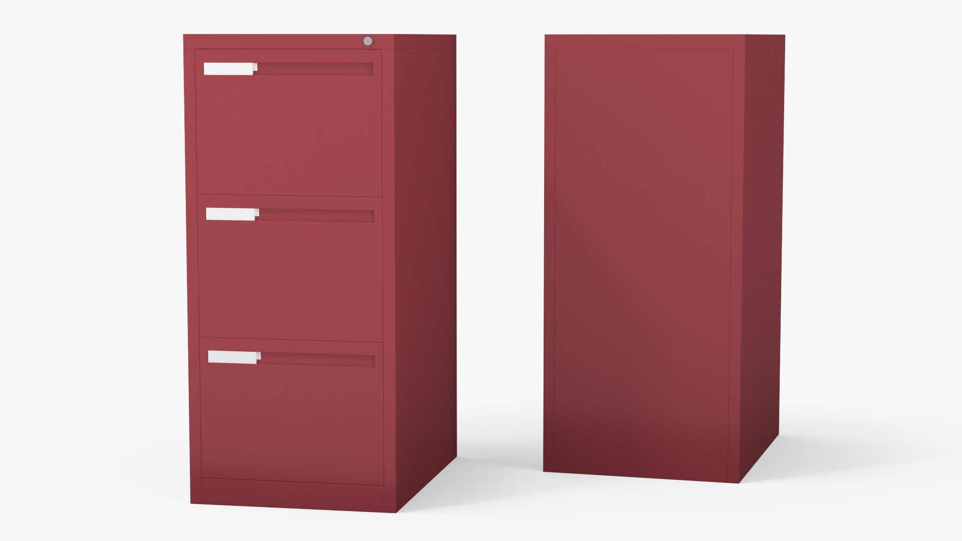 Filing Cabinet 3 Drawer Red 3D Model - TurboSquid 2223969
