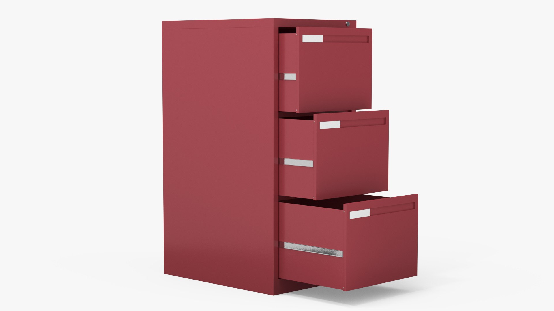 Filing Cabinet 3 Drawer Red 3D Model - TurboSquid 2223969