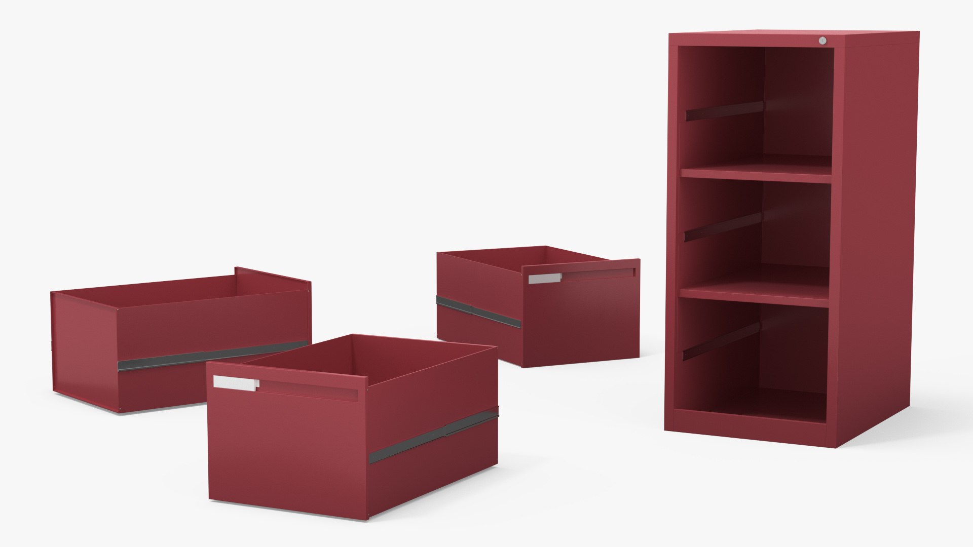 Filing Cabinet 3 Drawer Red 3D Model - TurboSquid 2223969