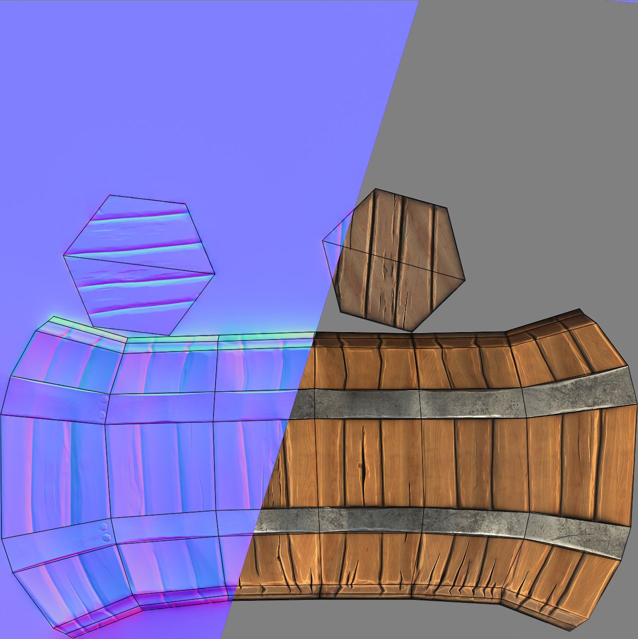 free obj mode stylized low-poly barrel