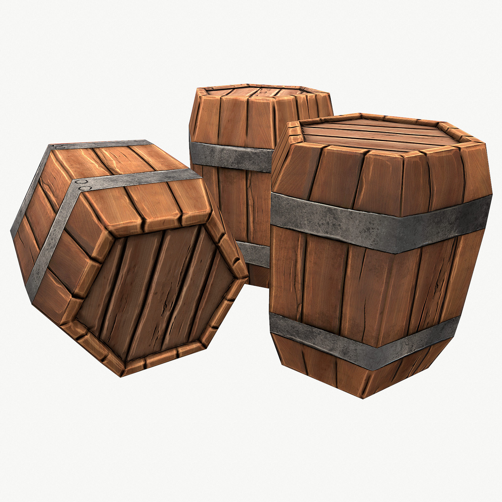free obj mode stylized low-poly barrel