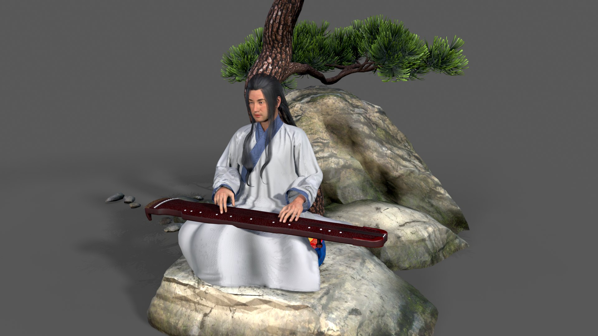 Ancient China Zither Musical Instrument 3D Model - TurboSquid 2359254