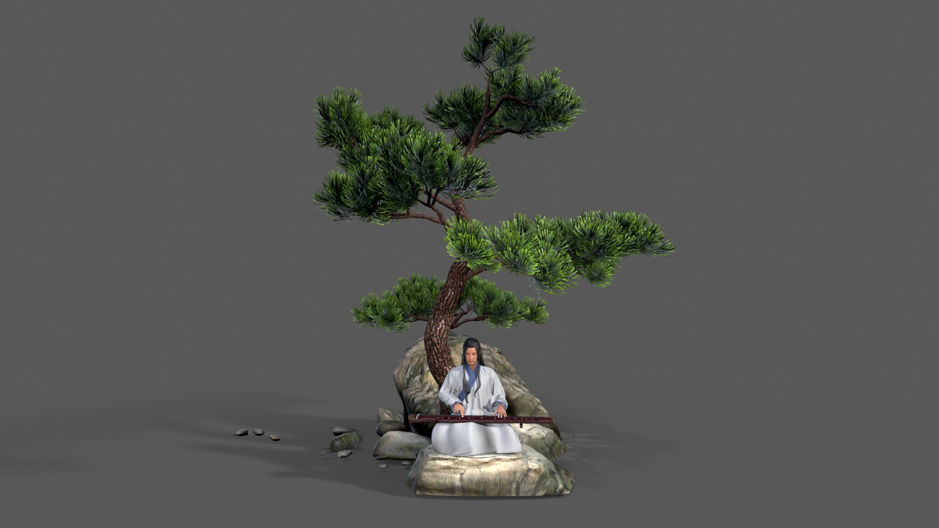 Ancient China Zither Musical Instrument 3D Model - TurboSquid 2359254