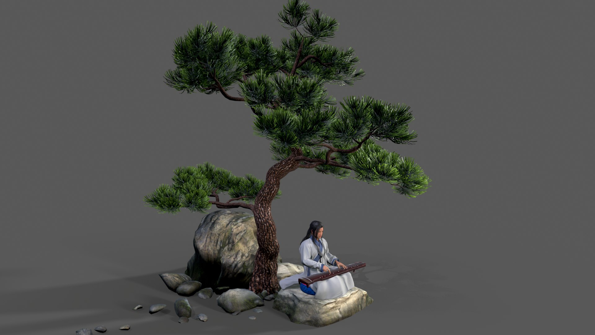 Ancient China Zither Musical Instrument 3D Model - TurboSquid 2359254
