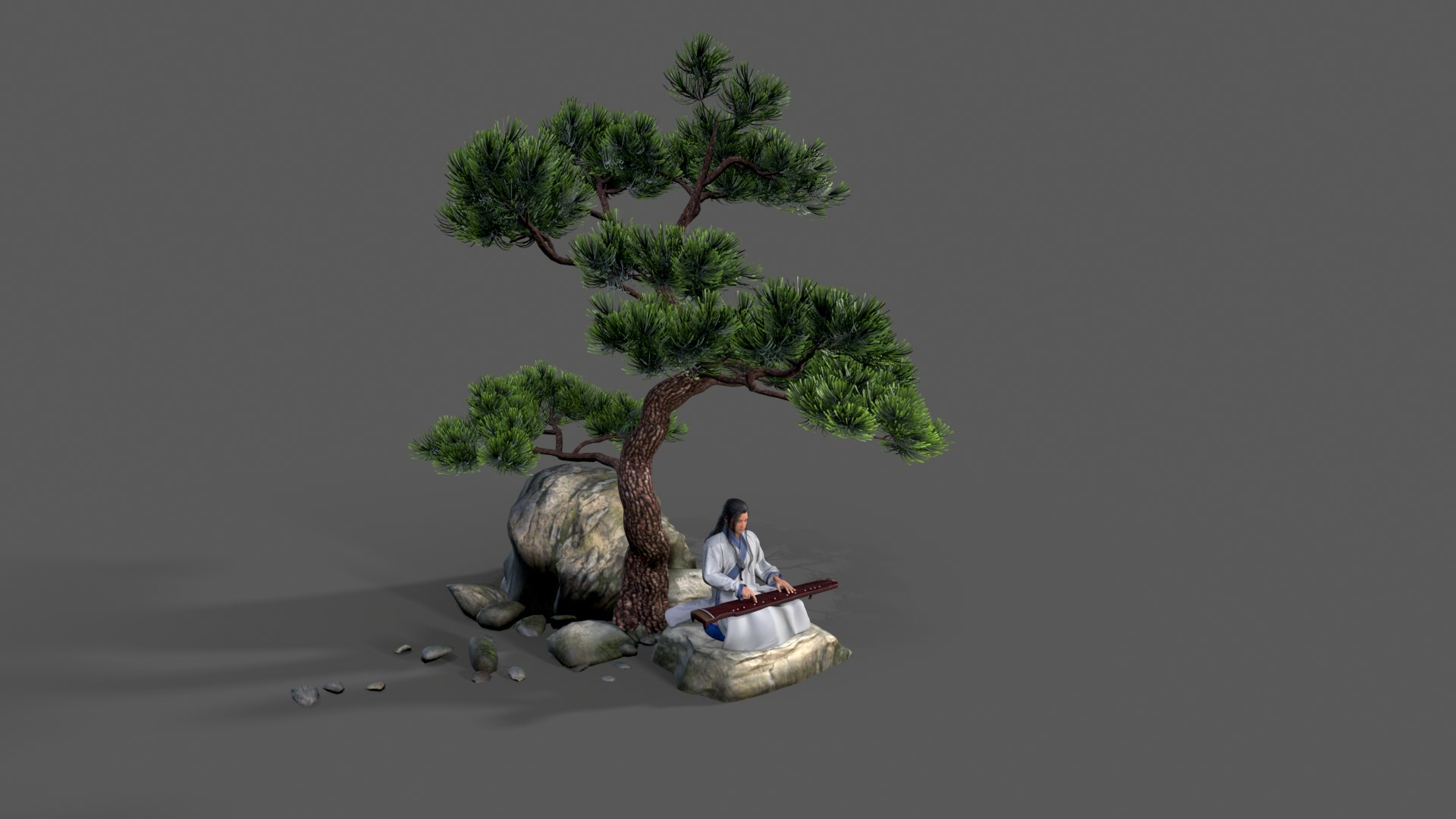 Ancient China Zither Musical Instrument 3D Model - TurboSquid 2359254