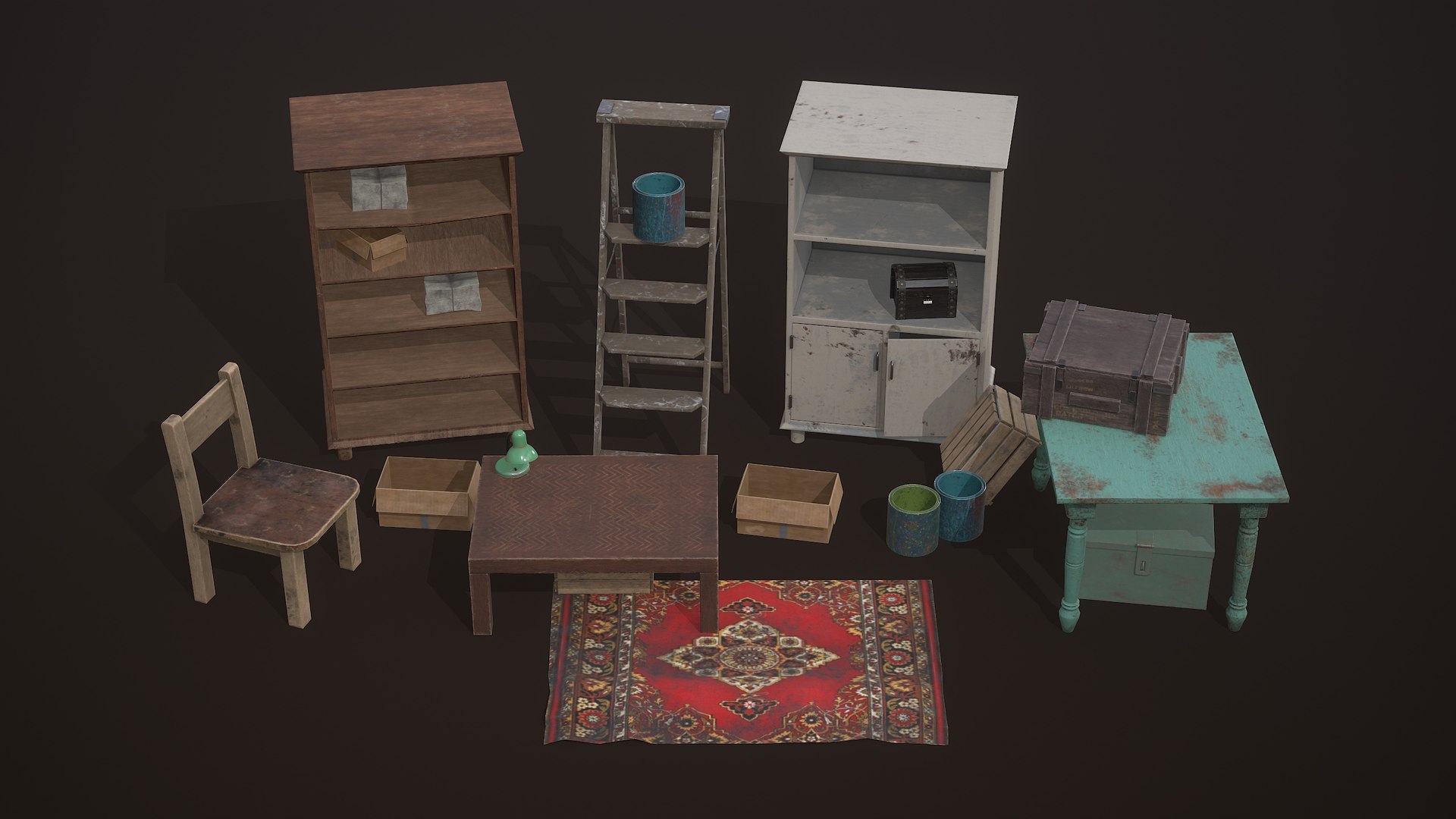 Pack Of Props For Game Interiors Vol 1 3D Model - TurboSquid 1930613
