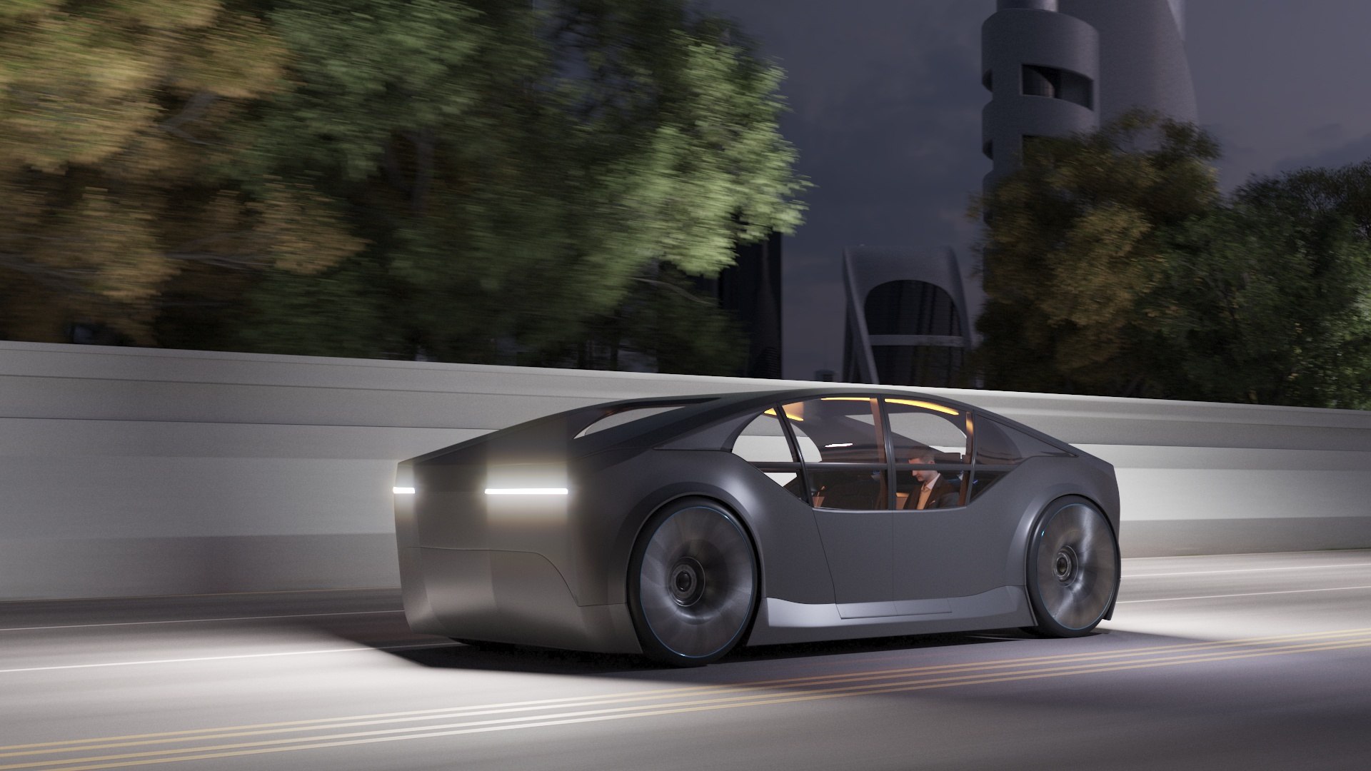 Autonomous Concept Car With Interior And Rigged 3D Model - TurboSquid ...