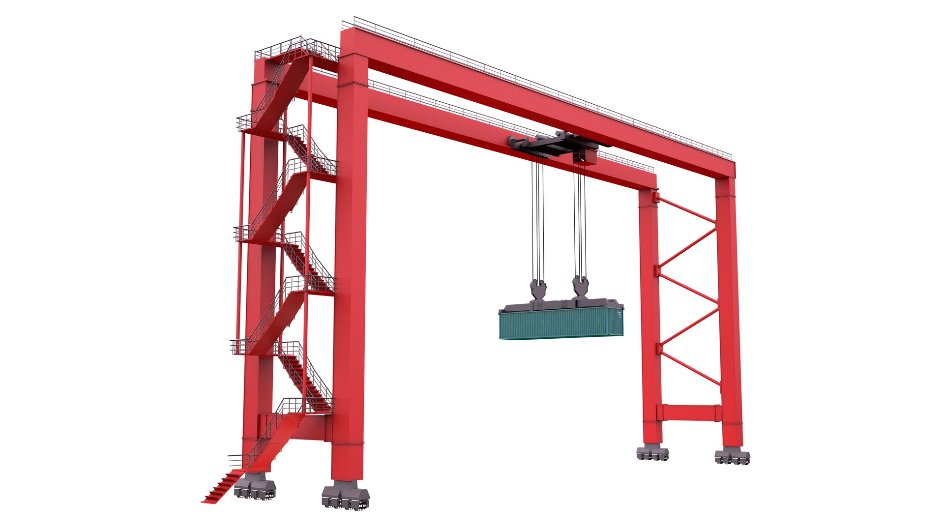 3D RTG Crane And Container - Red - TurboSquid 1922290