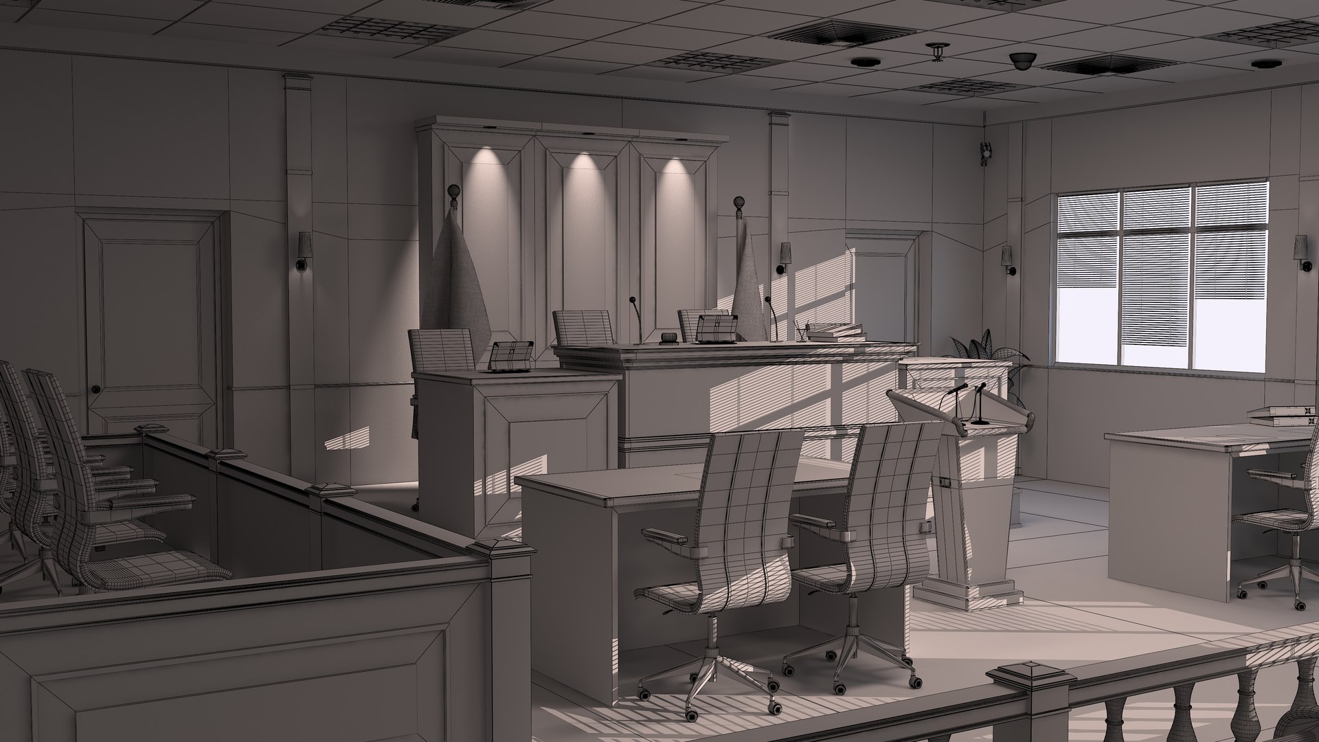 CourtRoom Interior model - TurboSquid 2066485