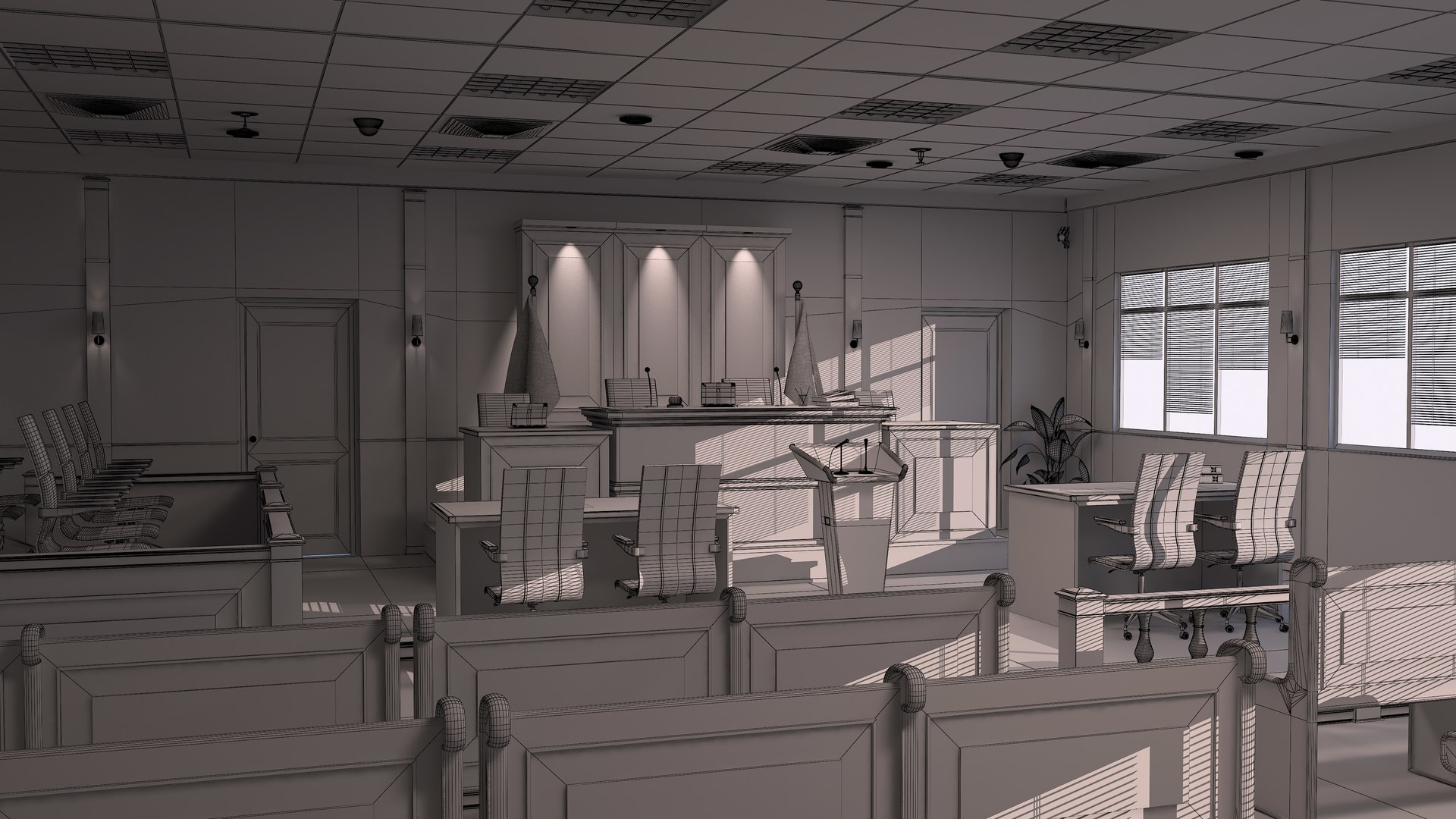 CourtRoom Interior Model - TurboSquid 2066485