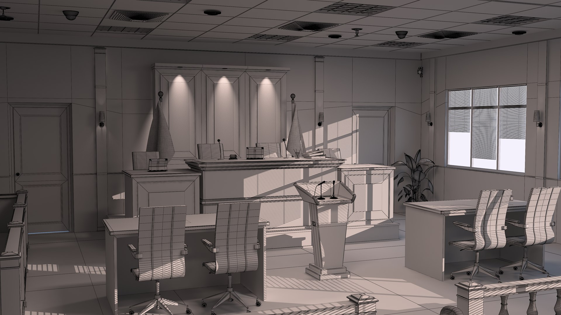 CourtRoom Interior model - TurboSquid 2066485