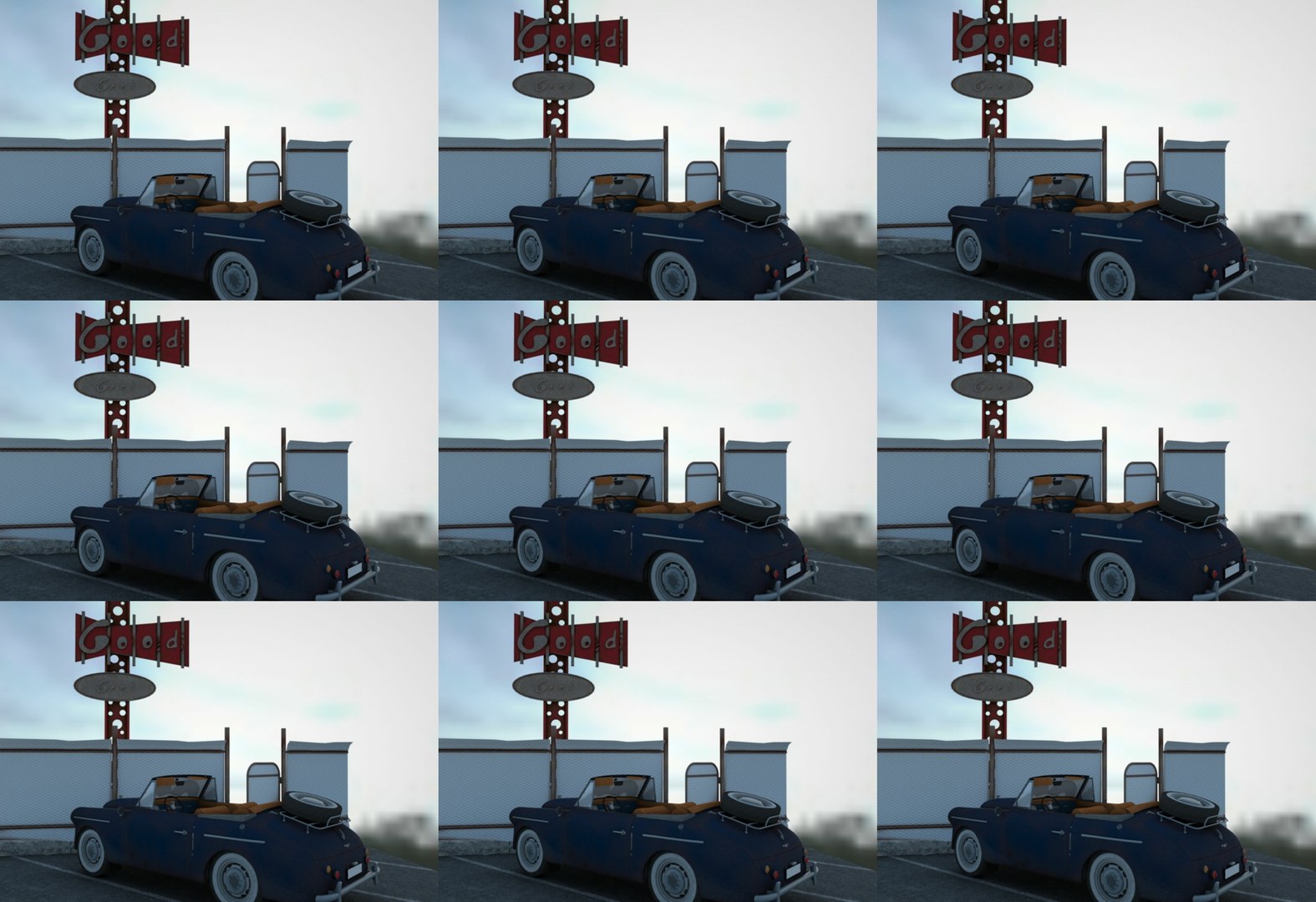 3D Convertible Classic Car Interior Parking Lot Parking Lot Master ...