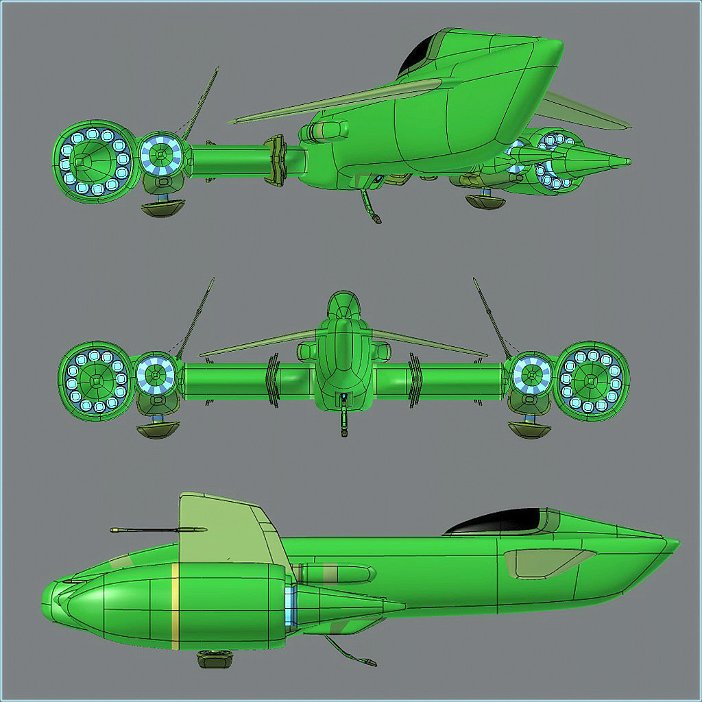 retro spaceship 3d model