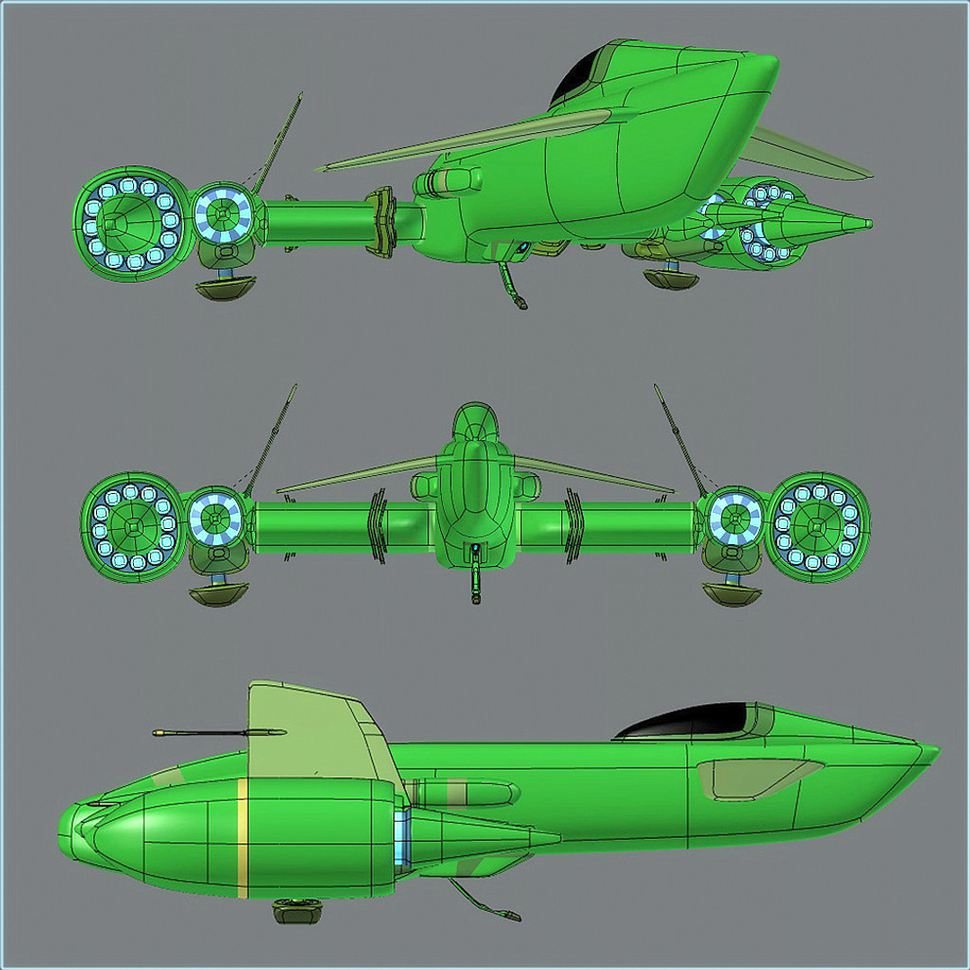 retro spaceship 3d model