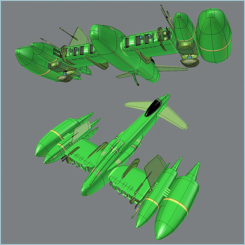 retro spaceship 3d model