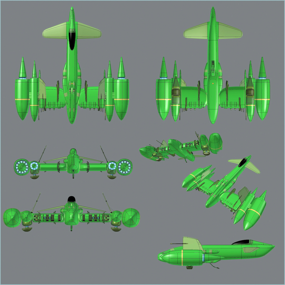 retro spaceship 3d model
