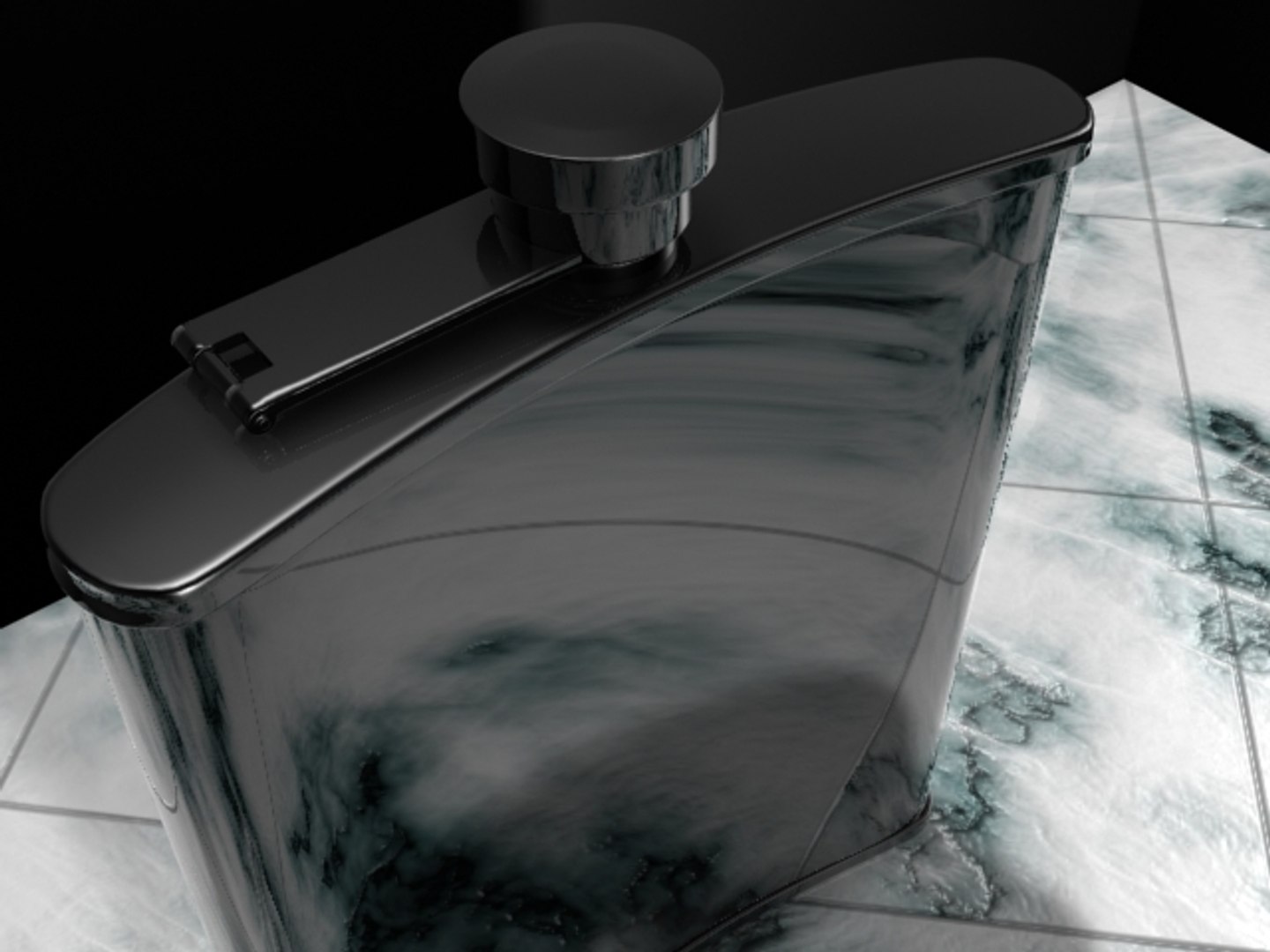 3d chrome bent flask model